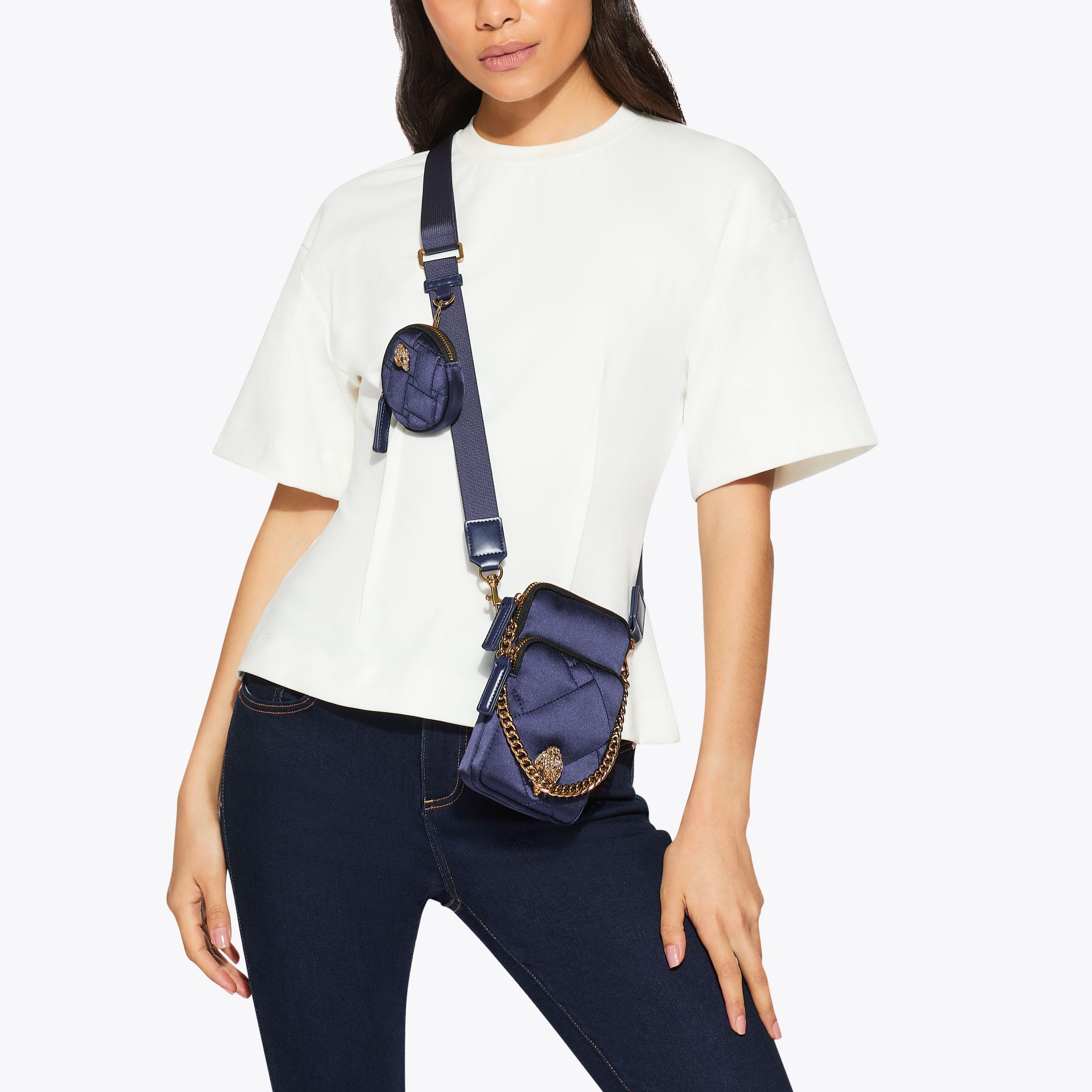 RECYCLED MULTI POCKETS XB Navy Nylon Cross Body Bag by KURT GEIGER LONDON