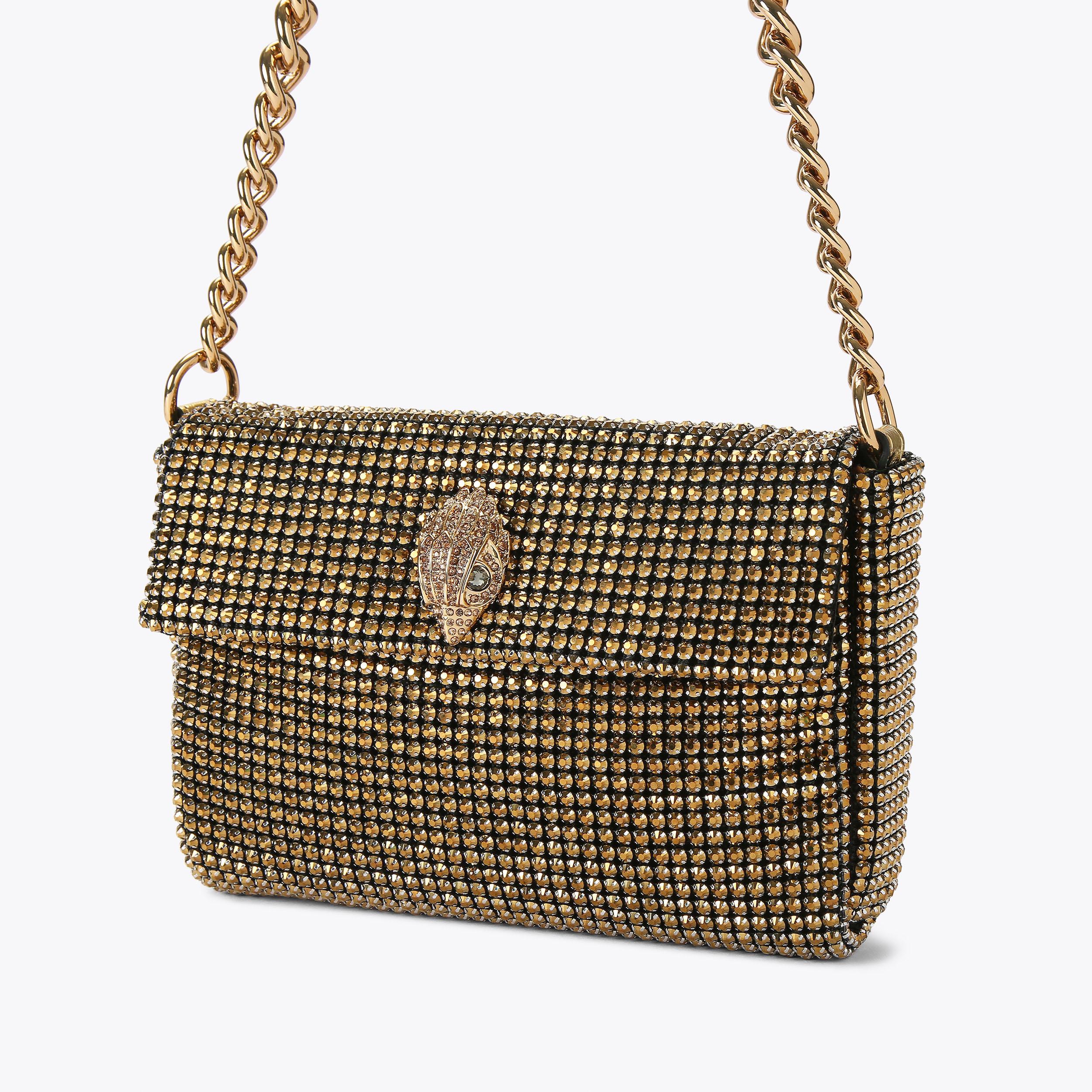 SM PARTY SHOULDER BAG Gold Shoulder Purse by KURT GEIGER LONDON