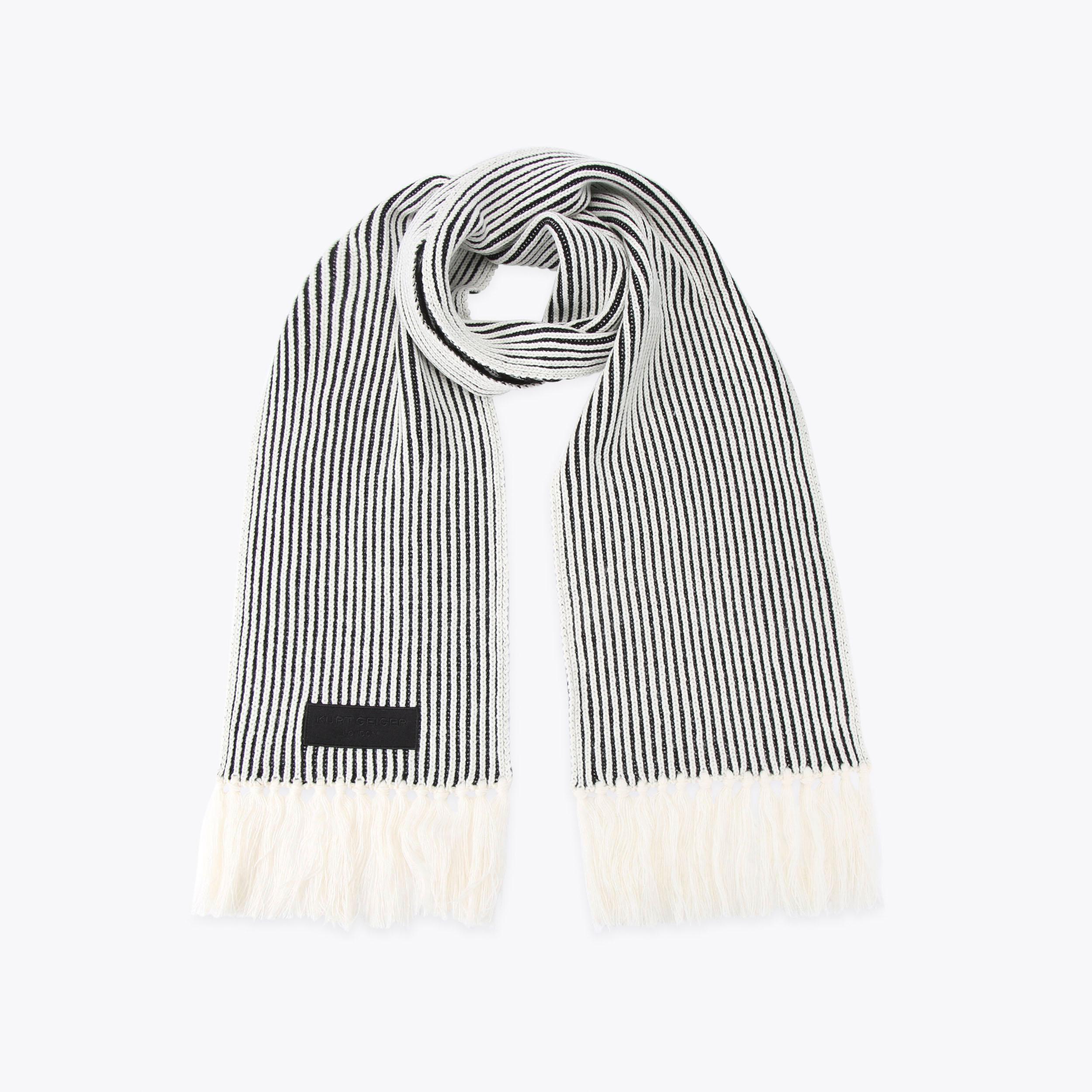 MARLED SCARF Black Fringed Marled Scarf by KURT GEIGER LONDON