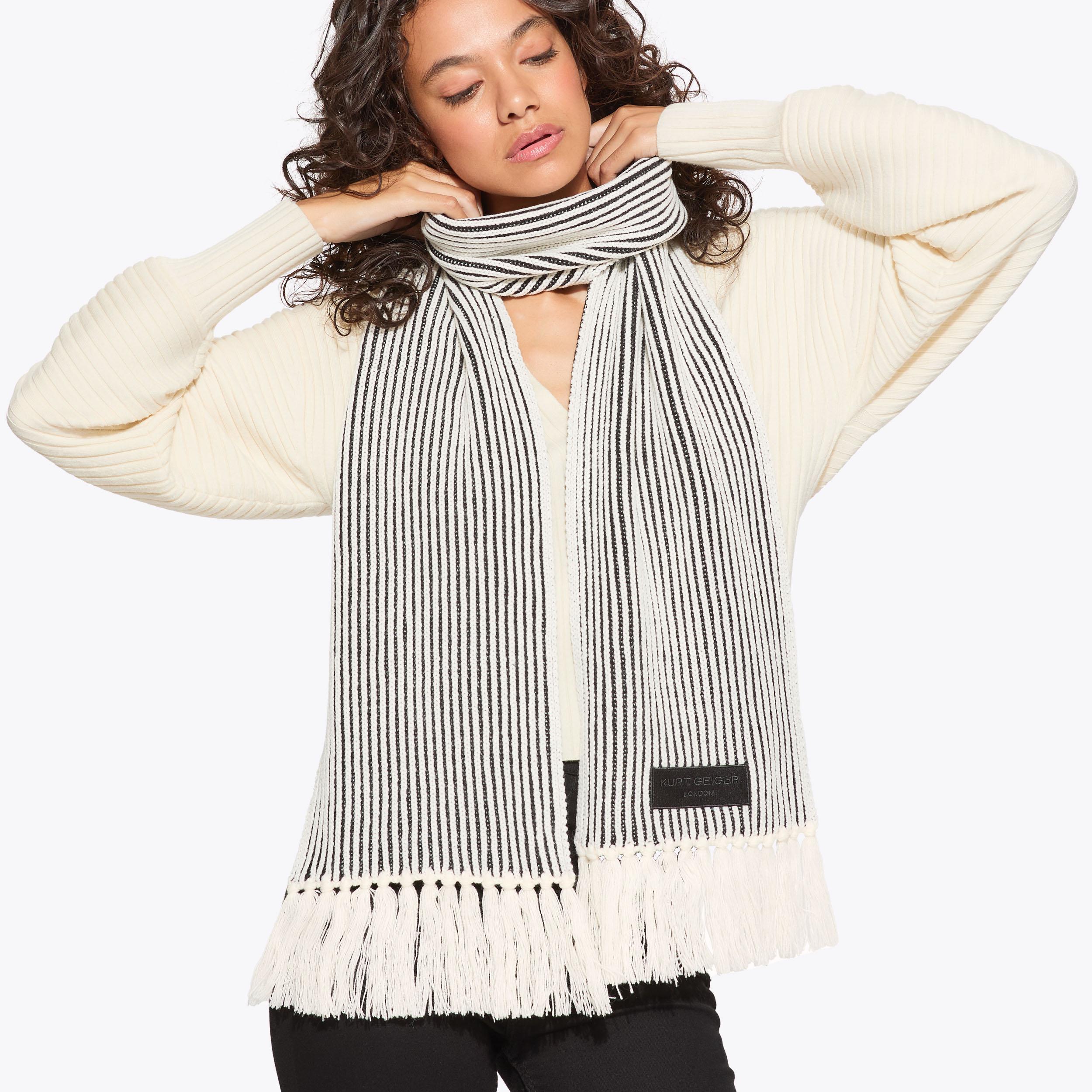 MARLED SCARF Black Fringed Marled Scarf by KURT GEIGER LONDON