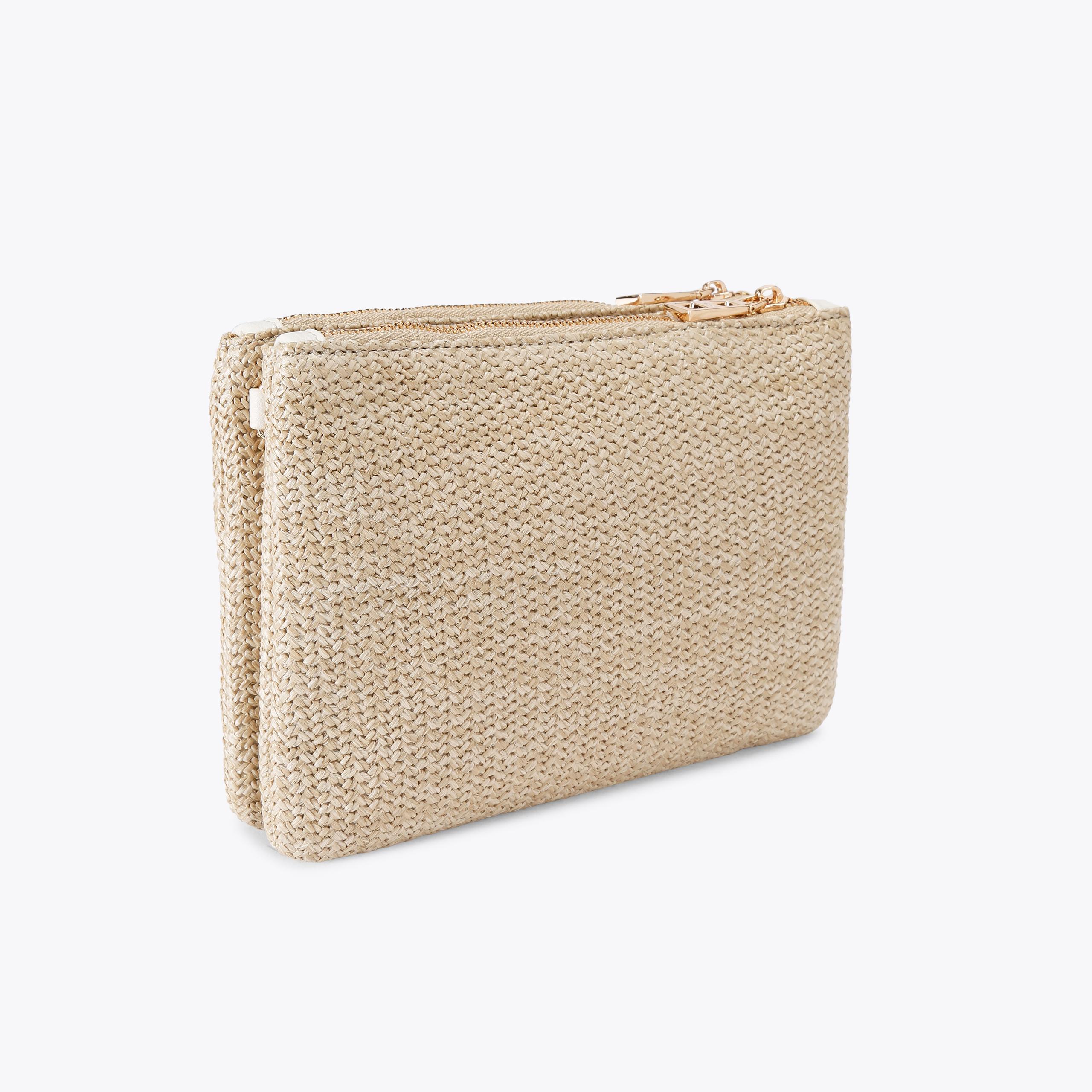 FRAME DOUBLE POUCH Natural Woven Pouch by CARVELA