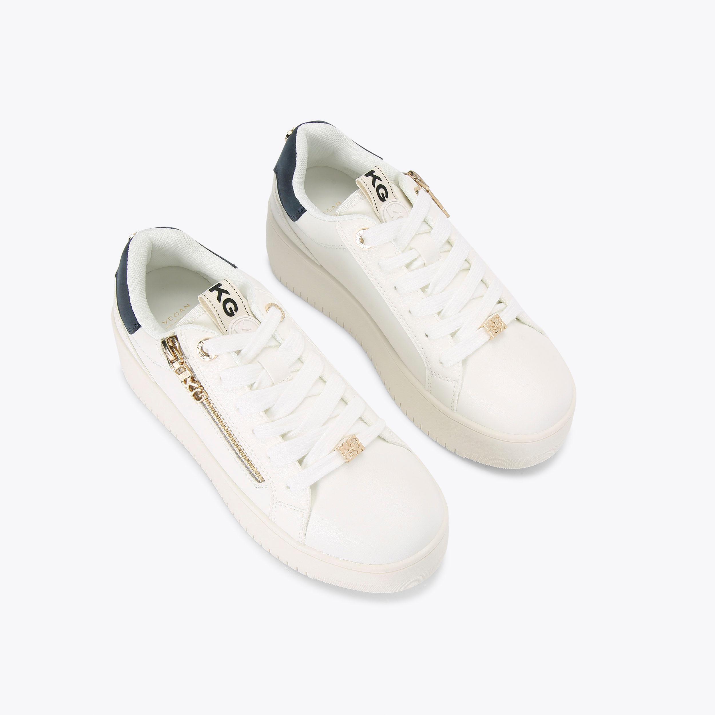 LESLIE SIDE ZIP White Zip Up Sneaker by KG KURT GEIGER