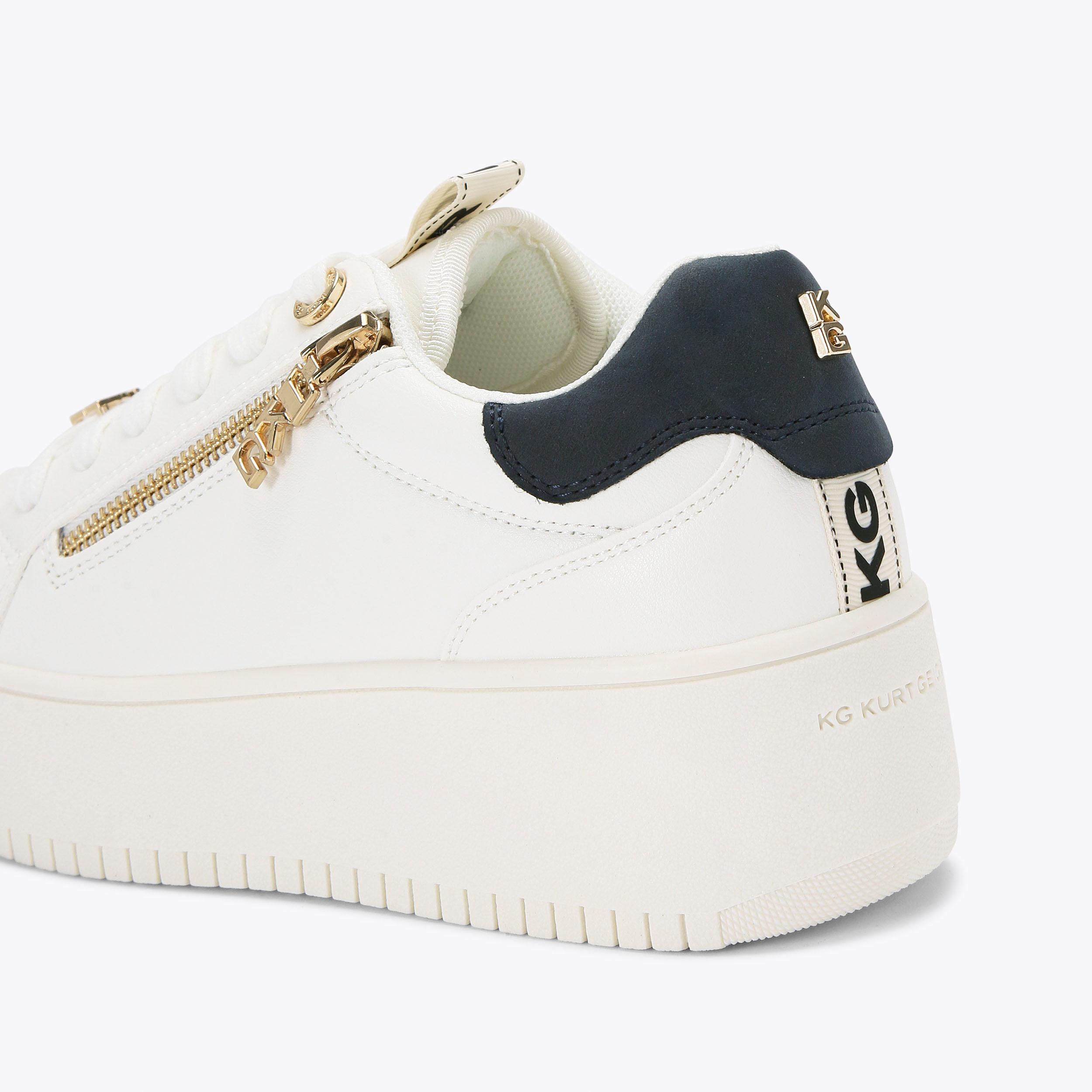 LESLIE SIDE ZIP White Zip Up Sneaker by KG KURT GEIGER
