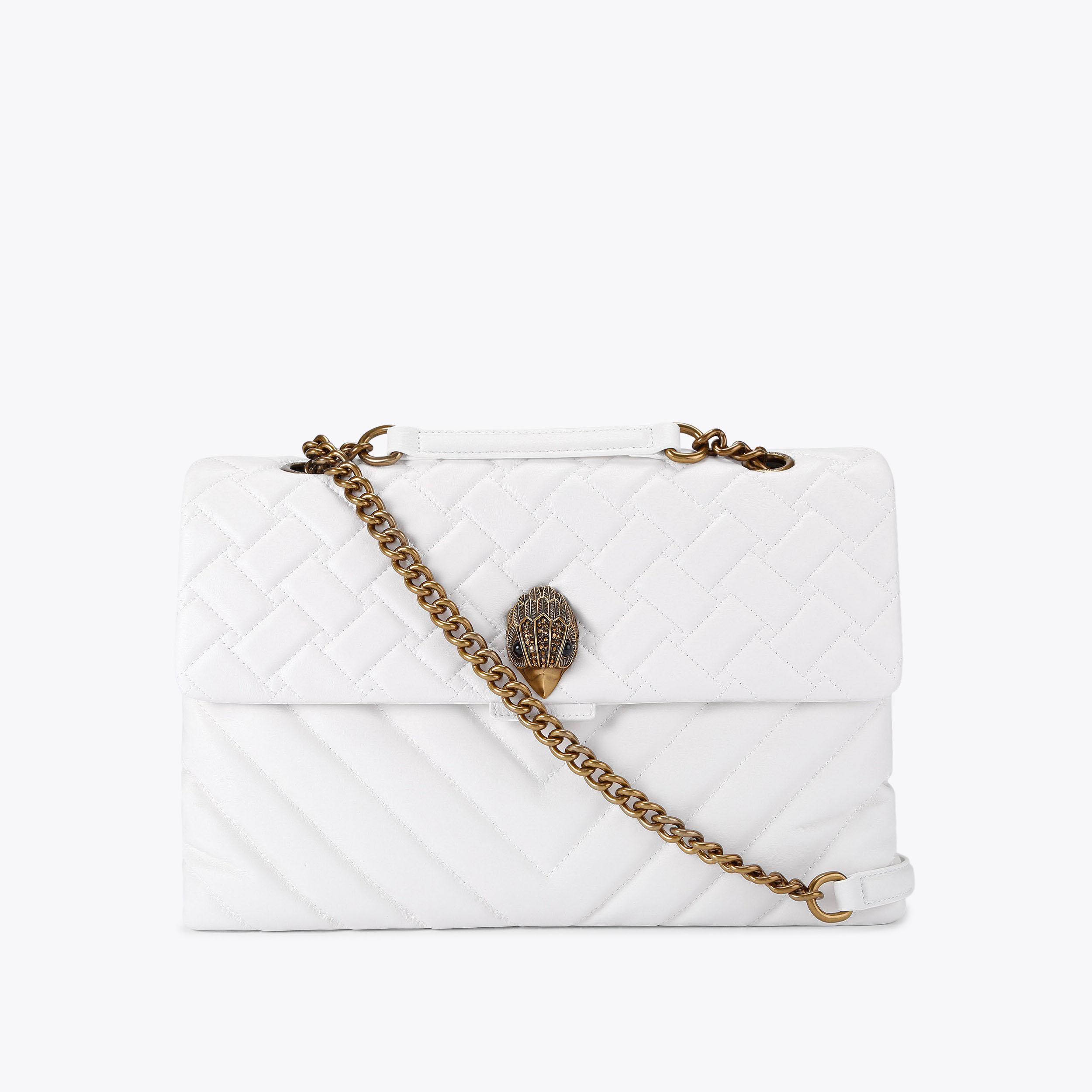 Lthr Xxl Kensington Bag White Quilted Shoulder Bag By Kurt Geiger London