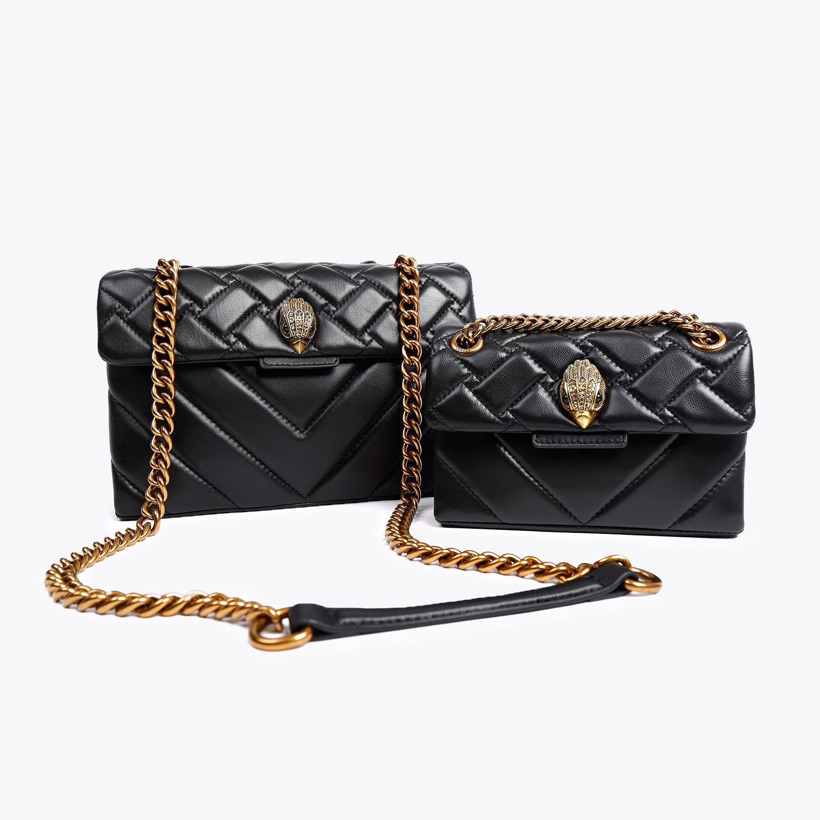 MINI KENSINGTON X BAG Black Quilted Leather Mini Purse by KURT GEIGER ...