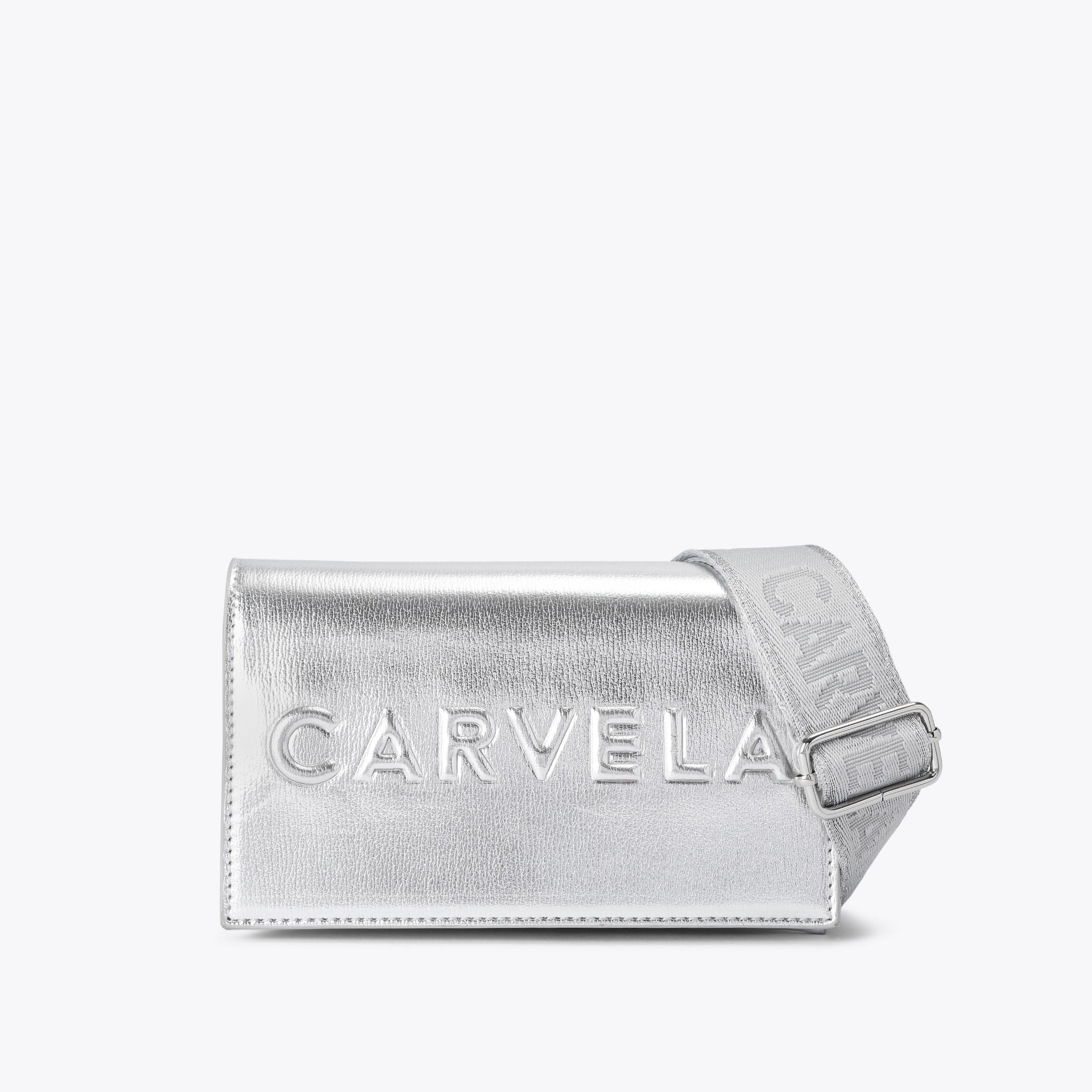 FRAME WALLET X BODY Silver Cross Body Wallet by CARVELA