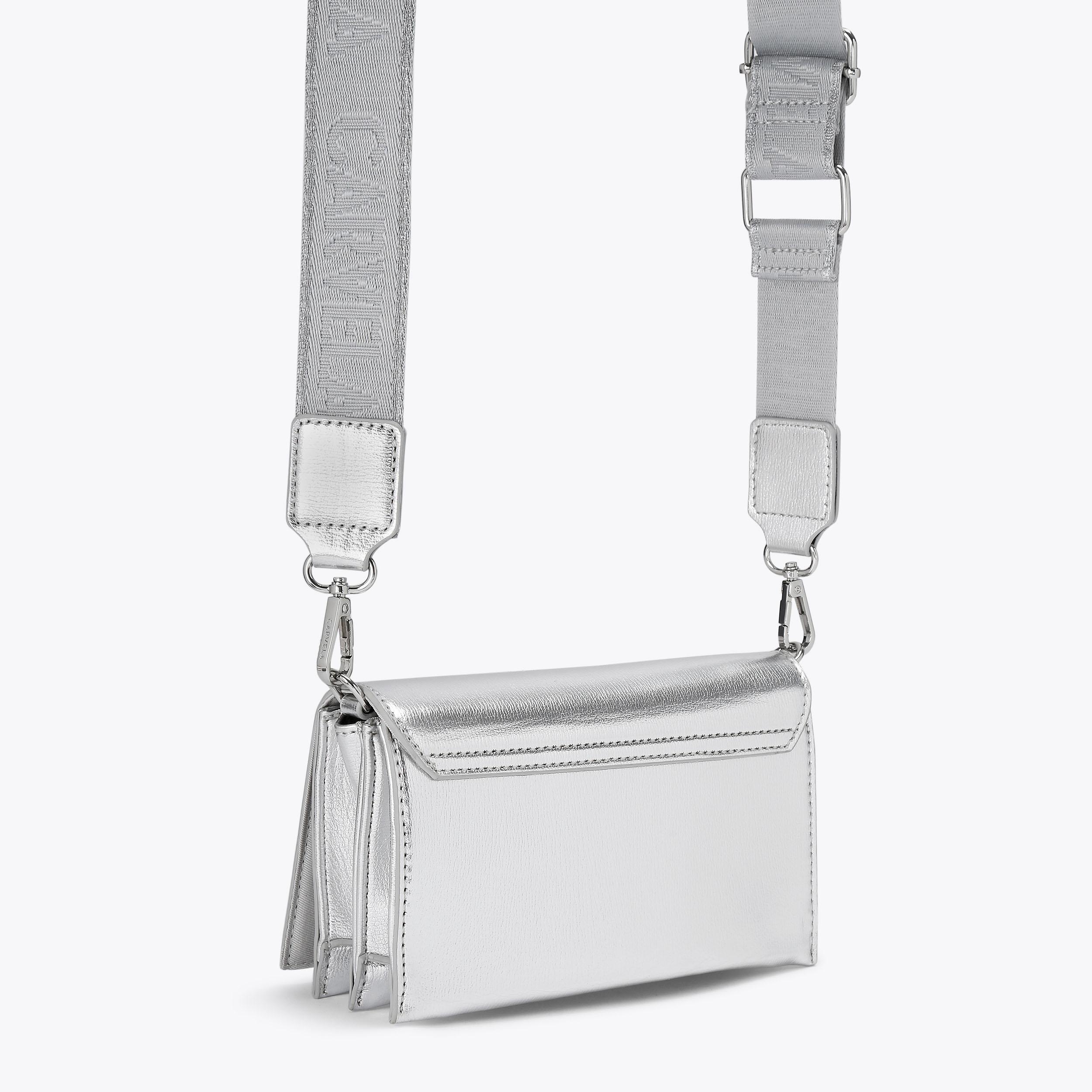 FRAME WALLET X BODY Silver Cross Body Wallet by CARVELA