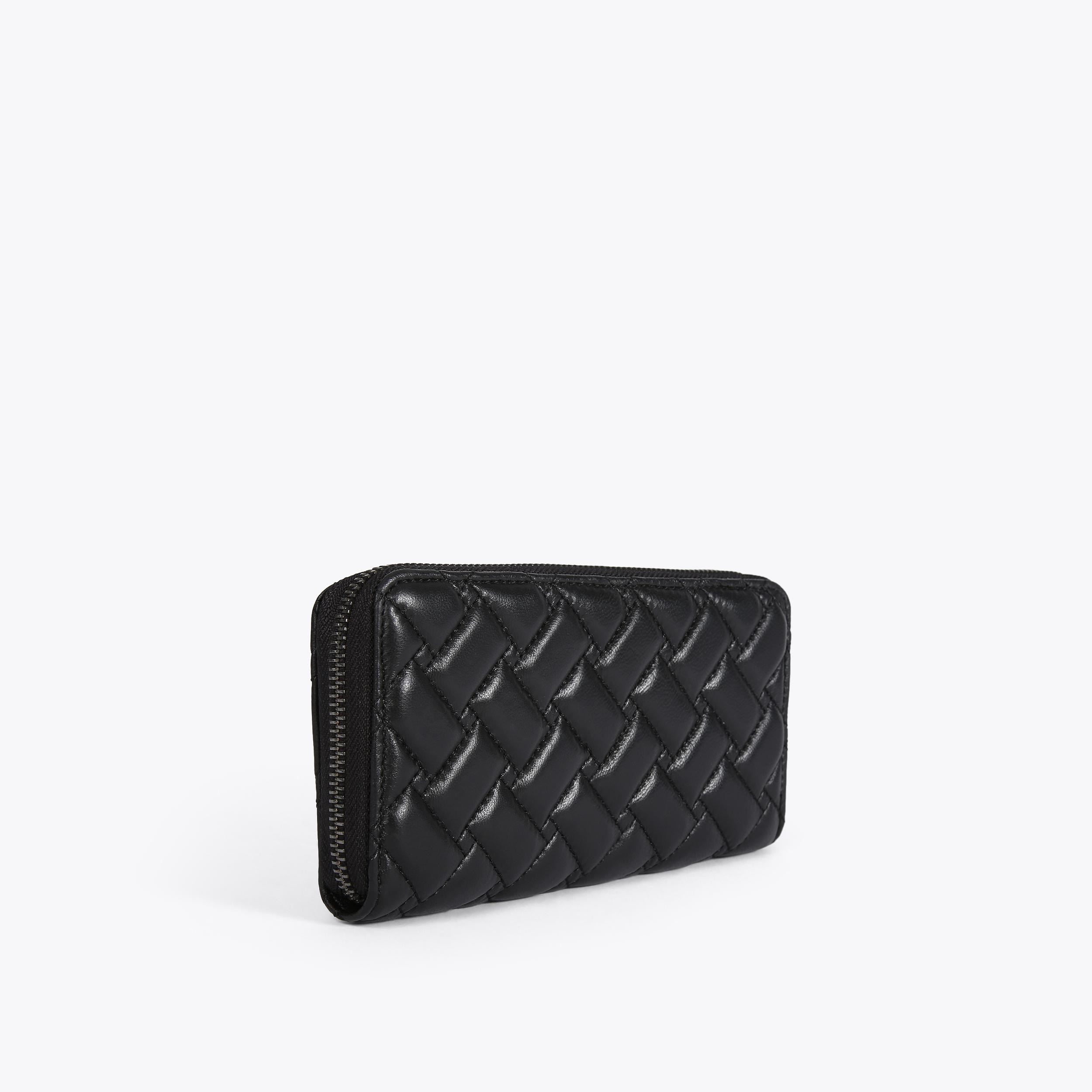 K ZIP AROUND WALLET EAGLE Black Quilted Leather Wallet by KURT GEIGER ...