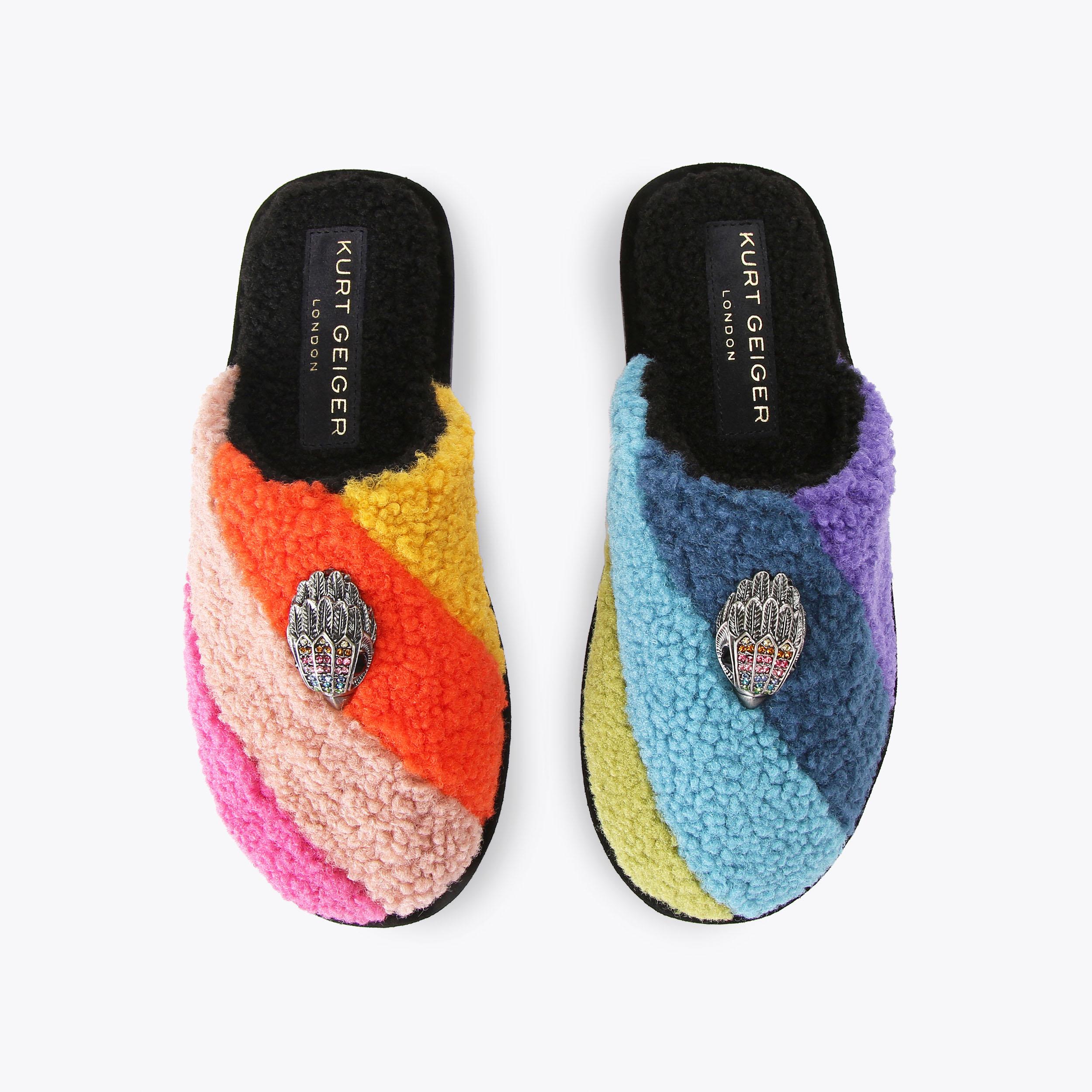 KENSINGTON SLIPPERS Rainbow Teddy Slippers by KURT GEIGER LONDON
