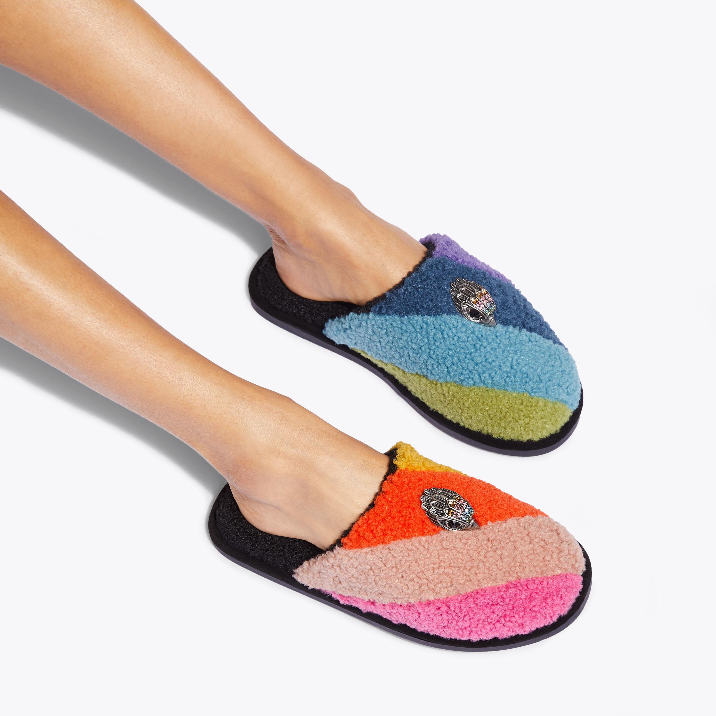 KENSINGTON SLIPPERS Rainbow Teddy Slippers by KURT GEIGER LONDON