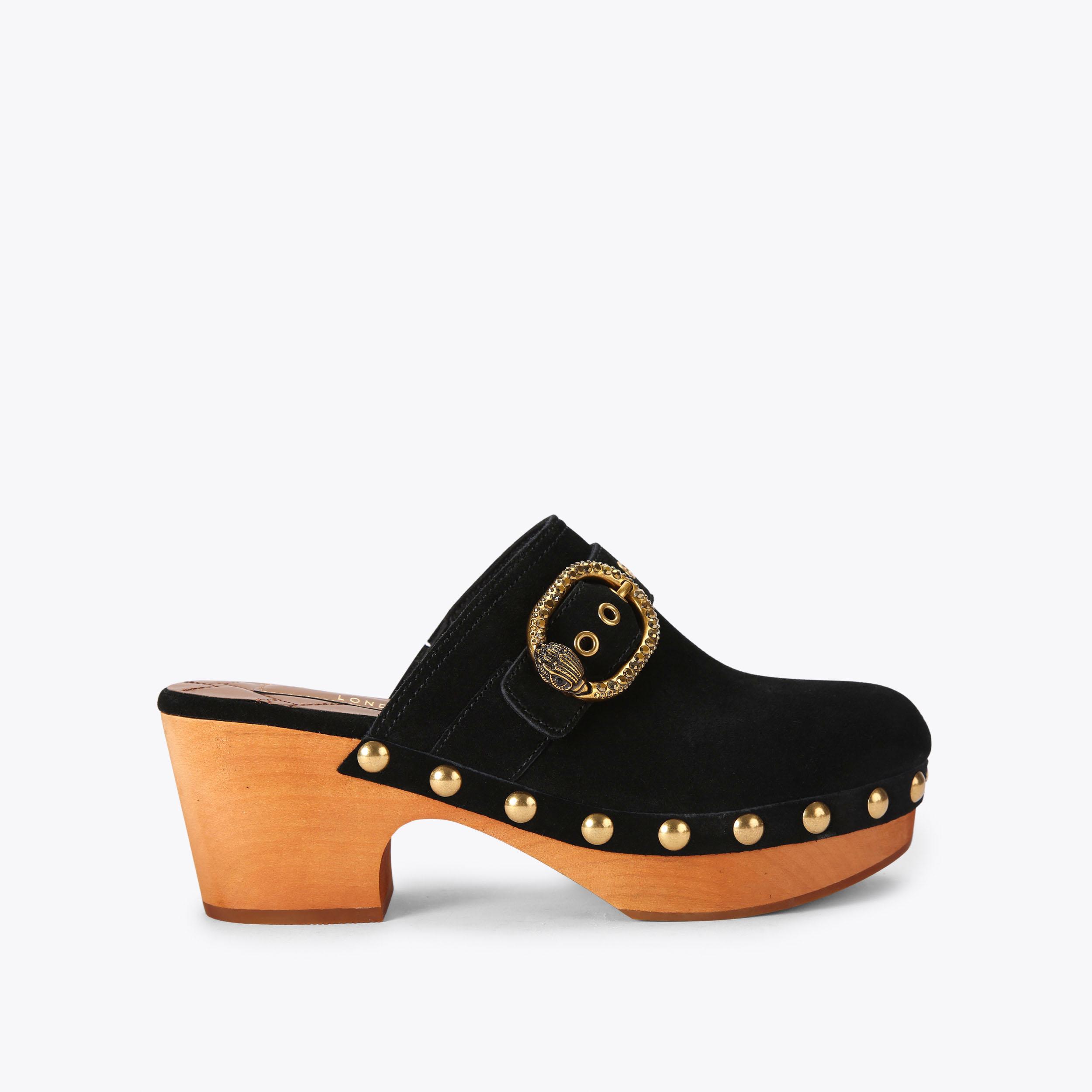 MAYFAIR CLOG Black Suede Slip On Clog by KURT GEIGER LONDON