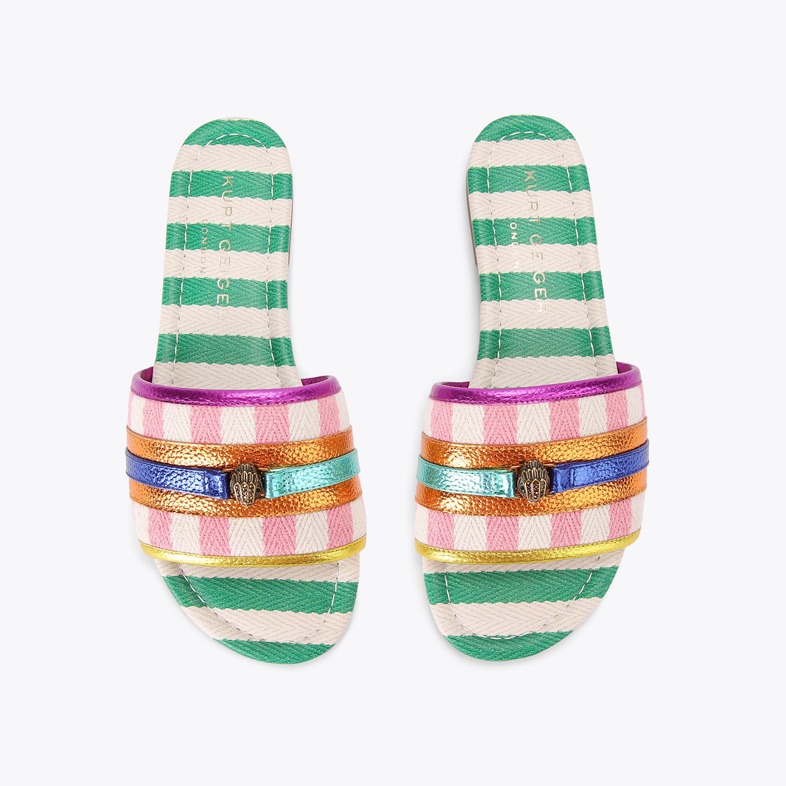 SOUTHBANK FLAT SANDAL RAINBOW STRIPED SANDAL by KURT GEIGER LONDON