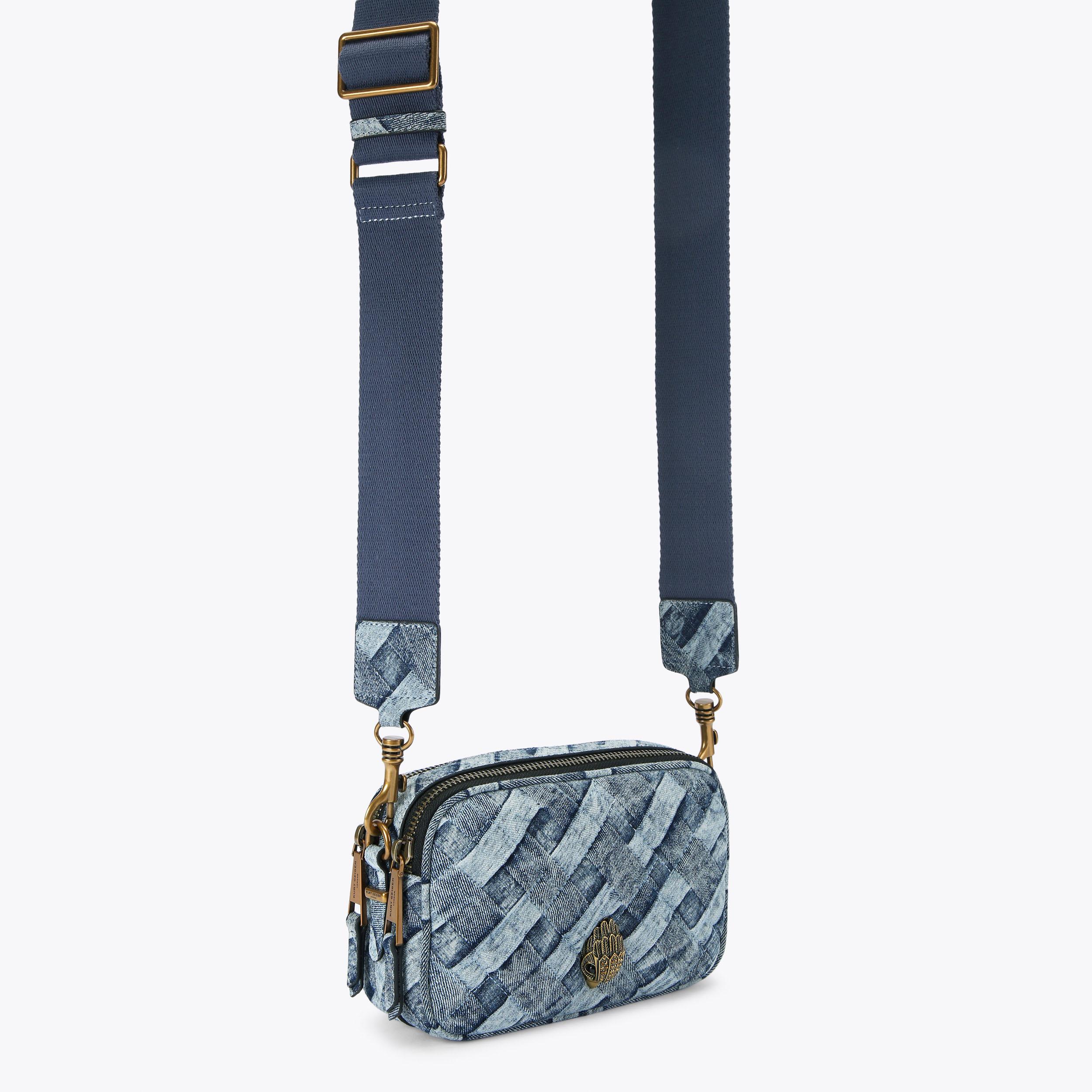 2ZIP KENSINGTON CAMERA Denim Weave Camera Purse by KURT GEIGER LONDON