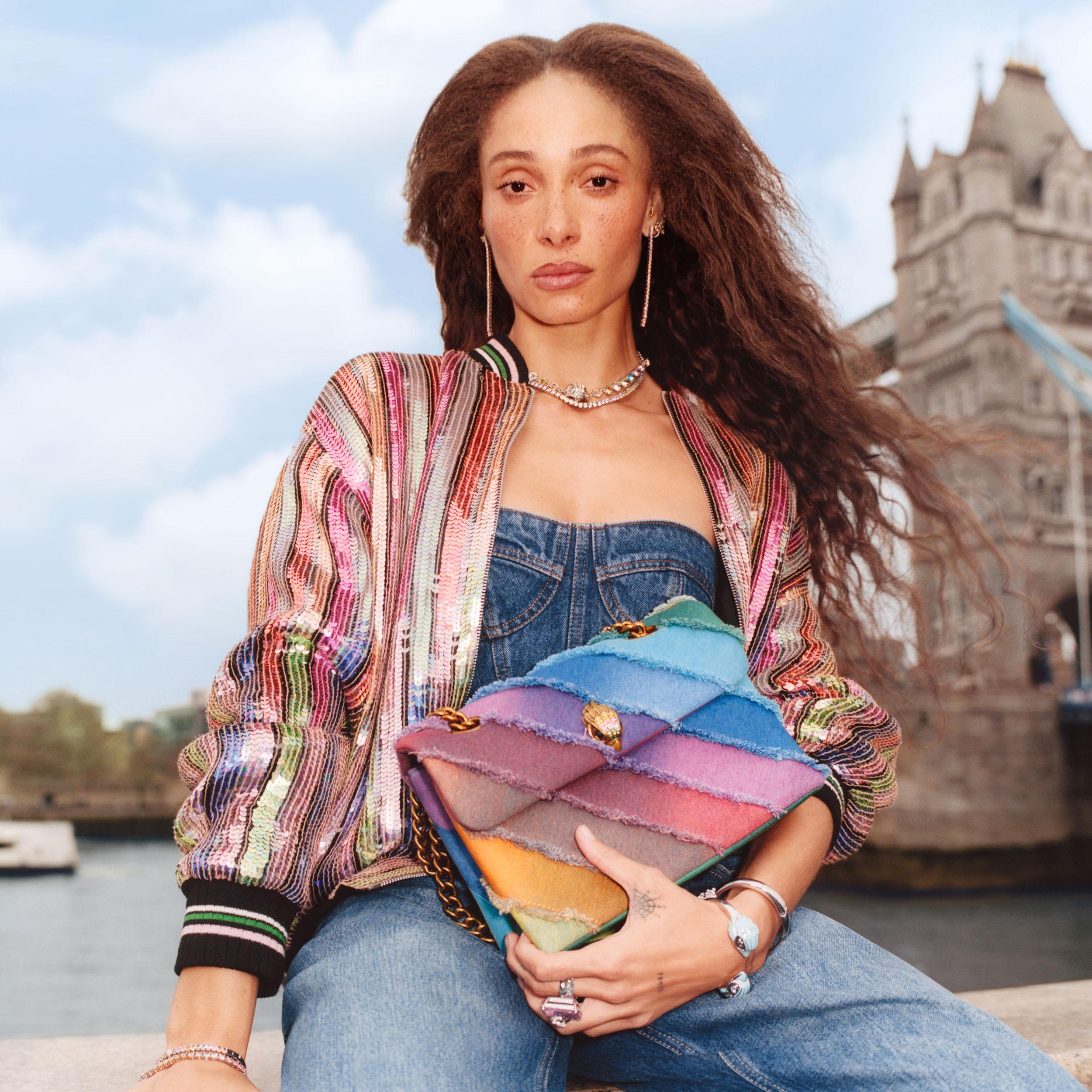 DENIM KENSINGTON BAG L Denim Dyed Shoulder Purse by KURT GEIGER LONDON