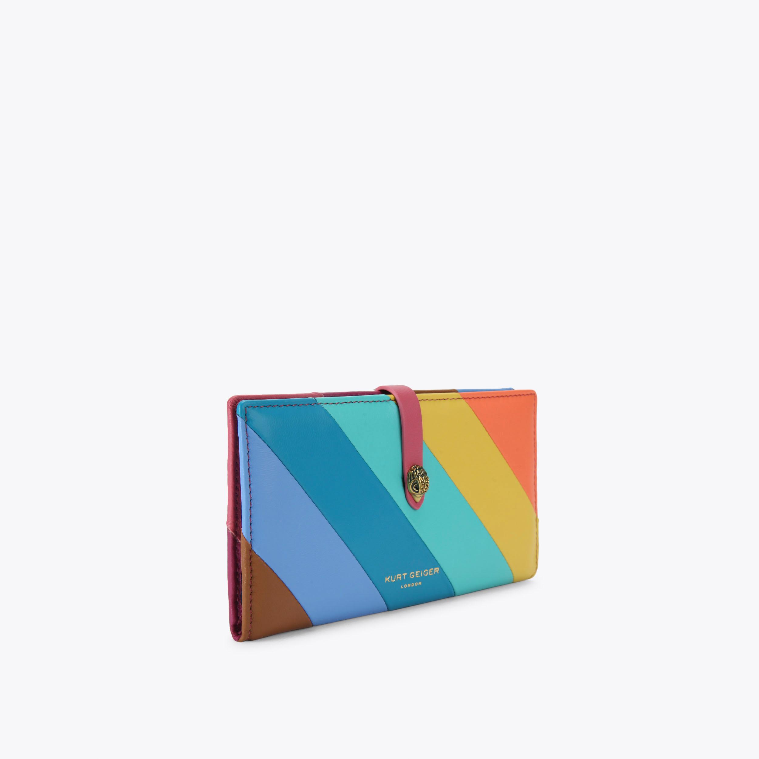 SOFT WALLET KENSINGTON L Pastel Striped Leather Wallet by KURT GEIGER ...
