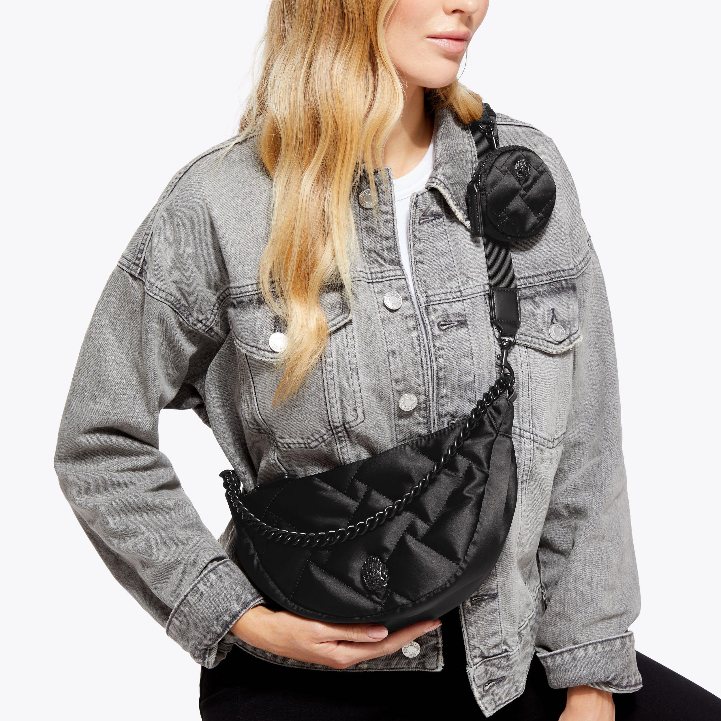 RECYCLED MOON XBODY DR Black Nylon Cross Body Purse by KURT GEIGER LONDON