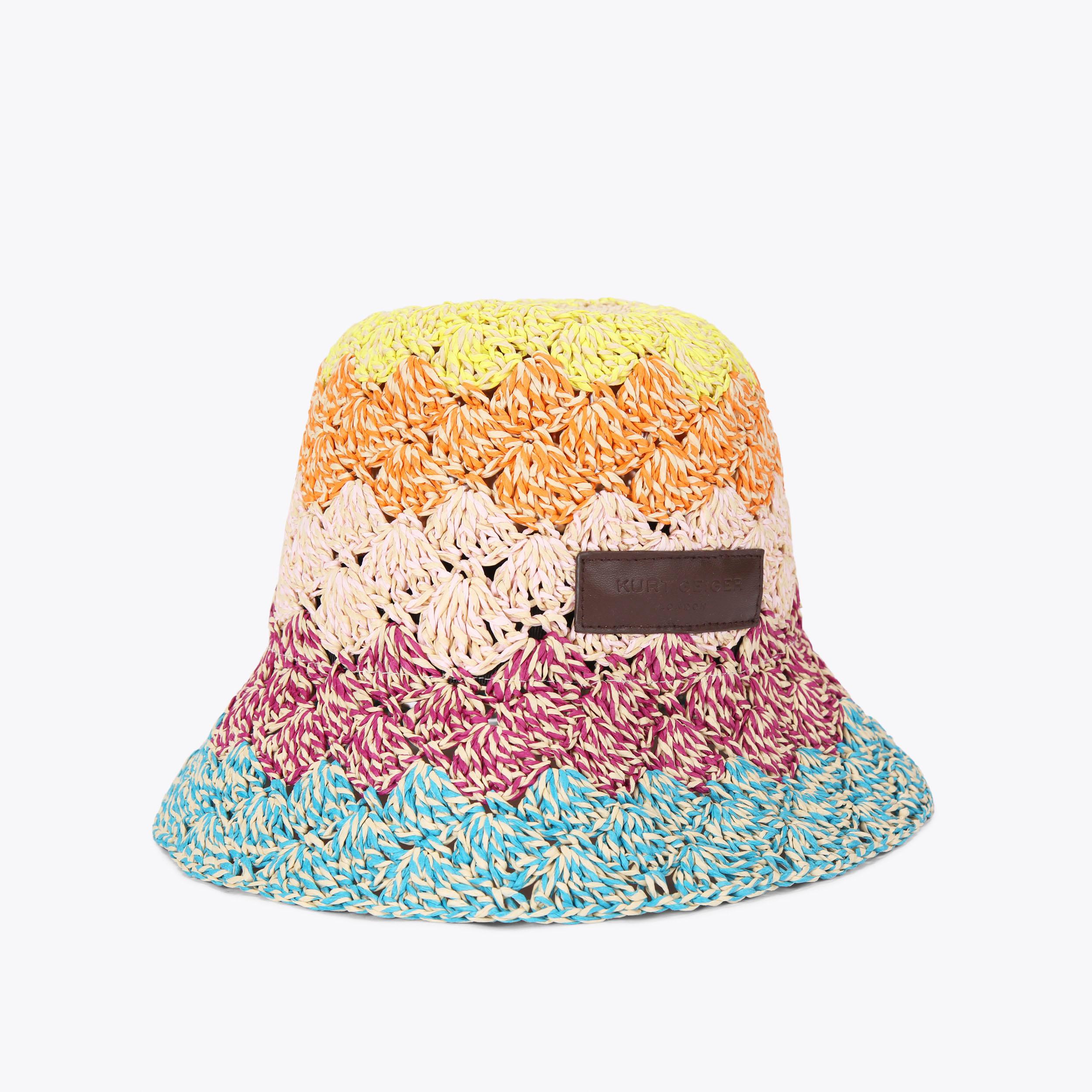 STRAW BUCKET HAT Rainbow Straw Bucket Hat by KURT GEIGER LONDON