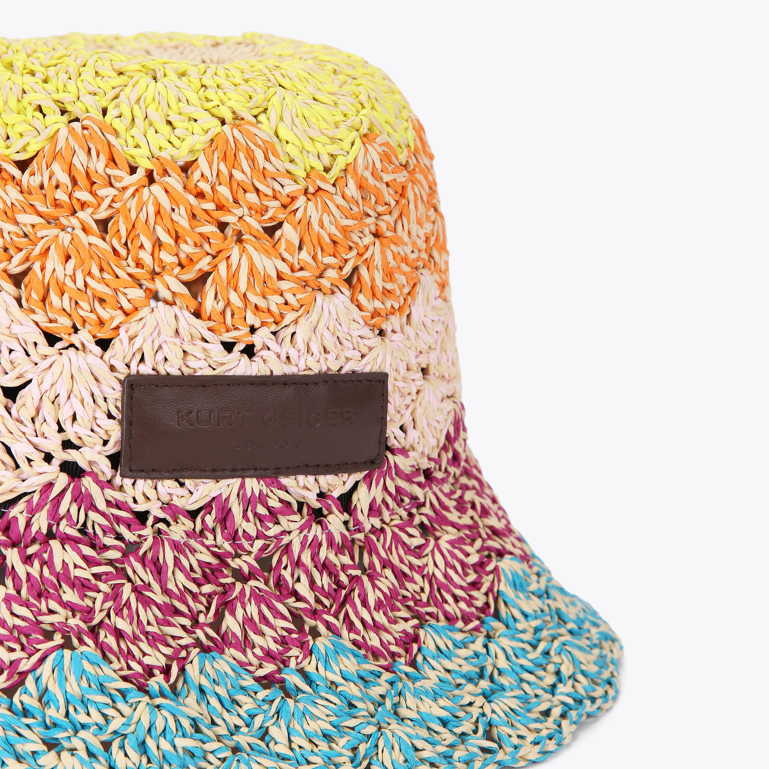 STRAW BUCKET HAT Rainbow Straw Bucket Hat by KURT GEIGER LONDON