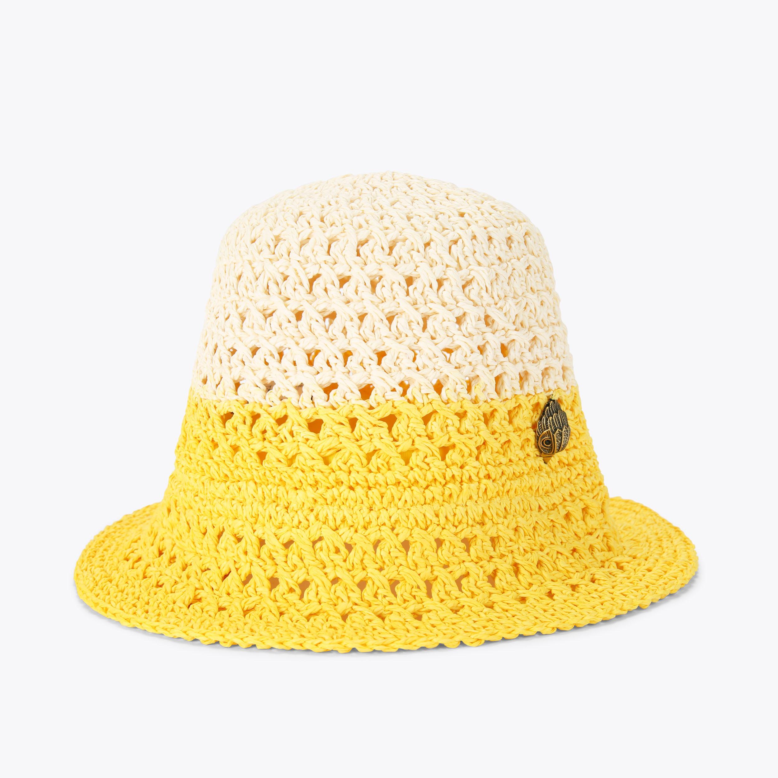 STRAW BUCKET HAT Yellow Straw Hat by KURT GEIGER LONDON