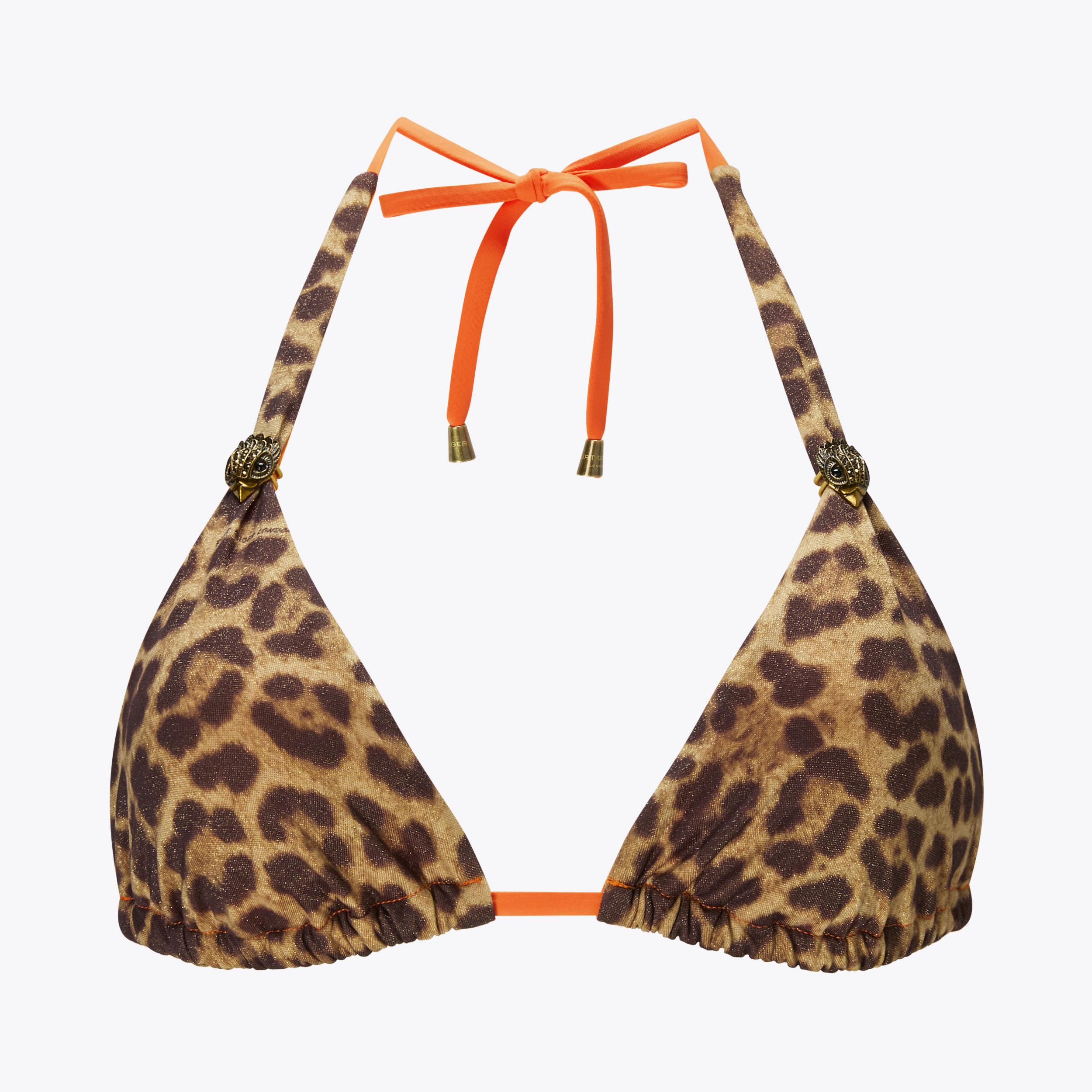 KENSINGTON TRIANGLE TOP Leopard Print Tie Neck Bikini Top by KURT GEIGER LONDON