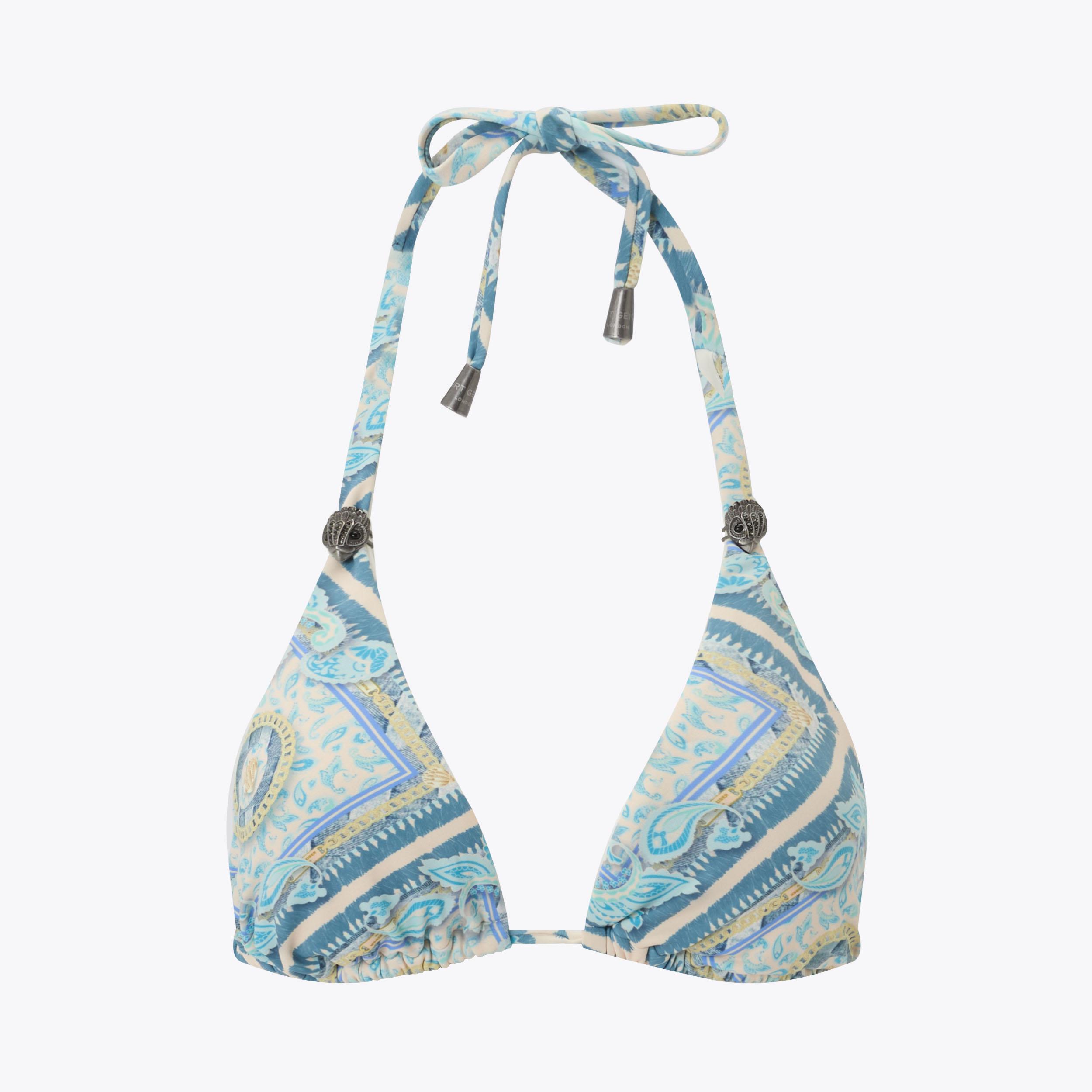 KENSINGTON TRIANGLE TOP Blue Paisley Bikini Top by KURT GEIGER LONDON