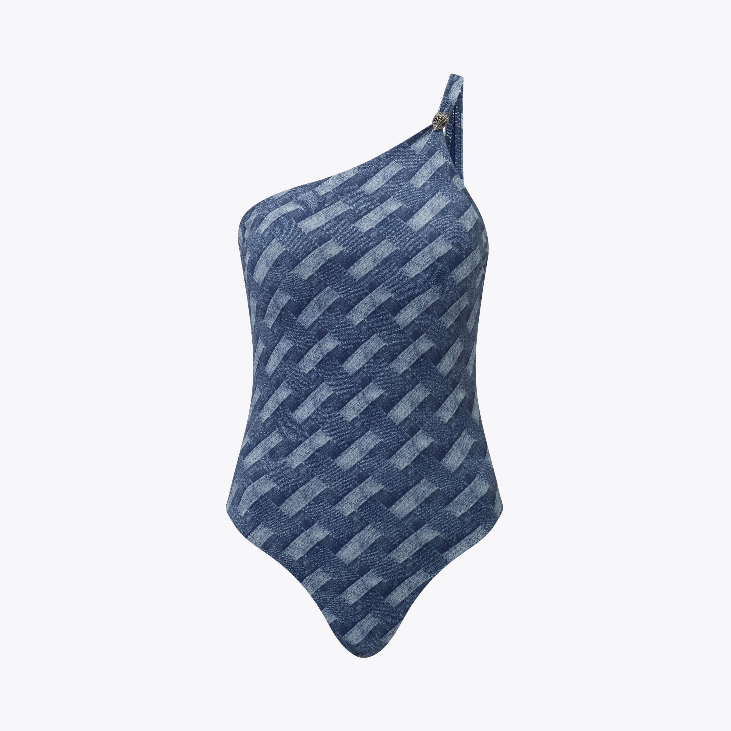 KENSINGTON SWIMSUIT Denim Bleached Effect Swimsuit by KURT GEIGER LONDON