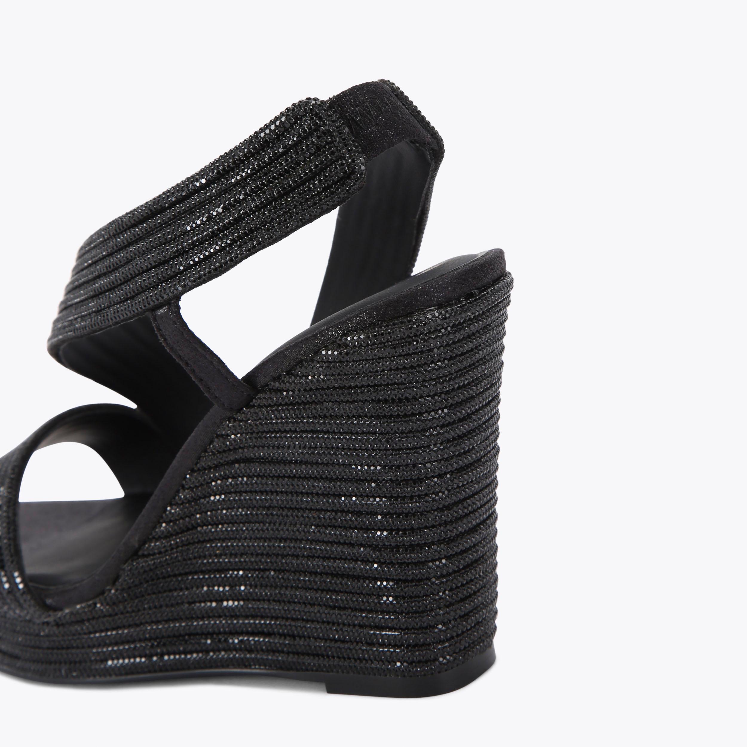 GALA WEDGE JEWEL 110 Black Rope Wedge Heels by CARVELA
