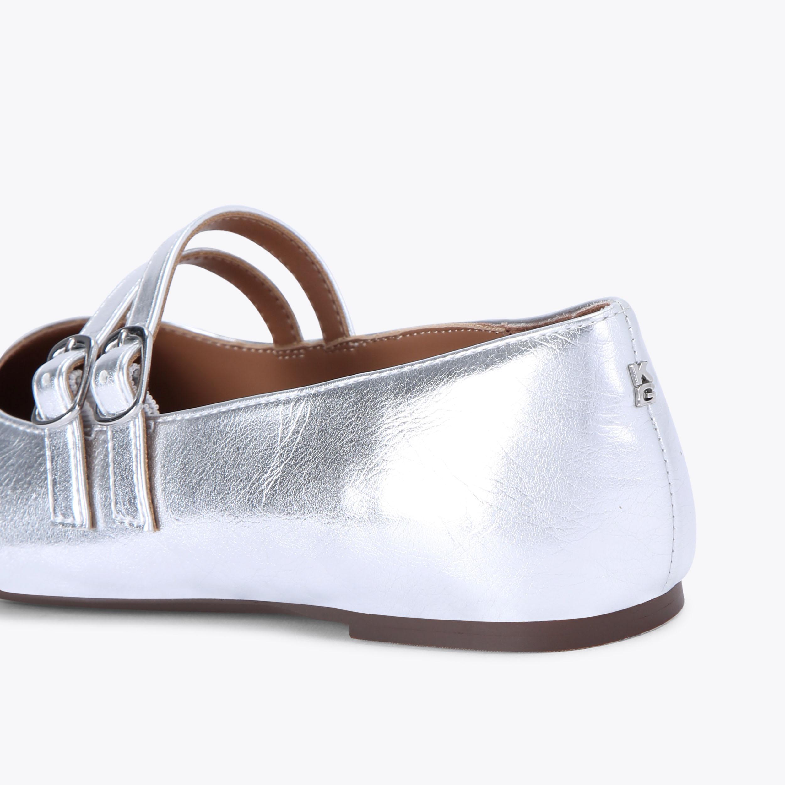 MAGIC Metallic Silver Mary Jane Flat by KG KURT GEIGER