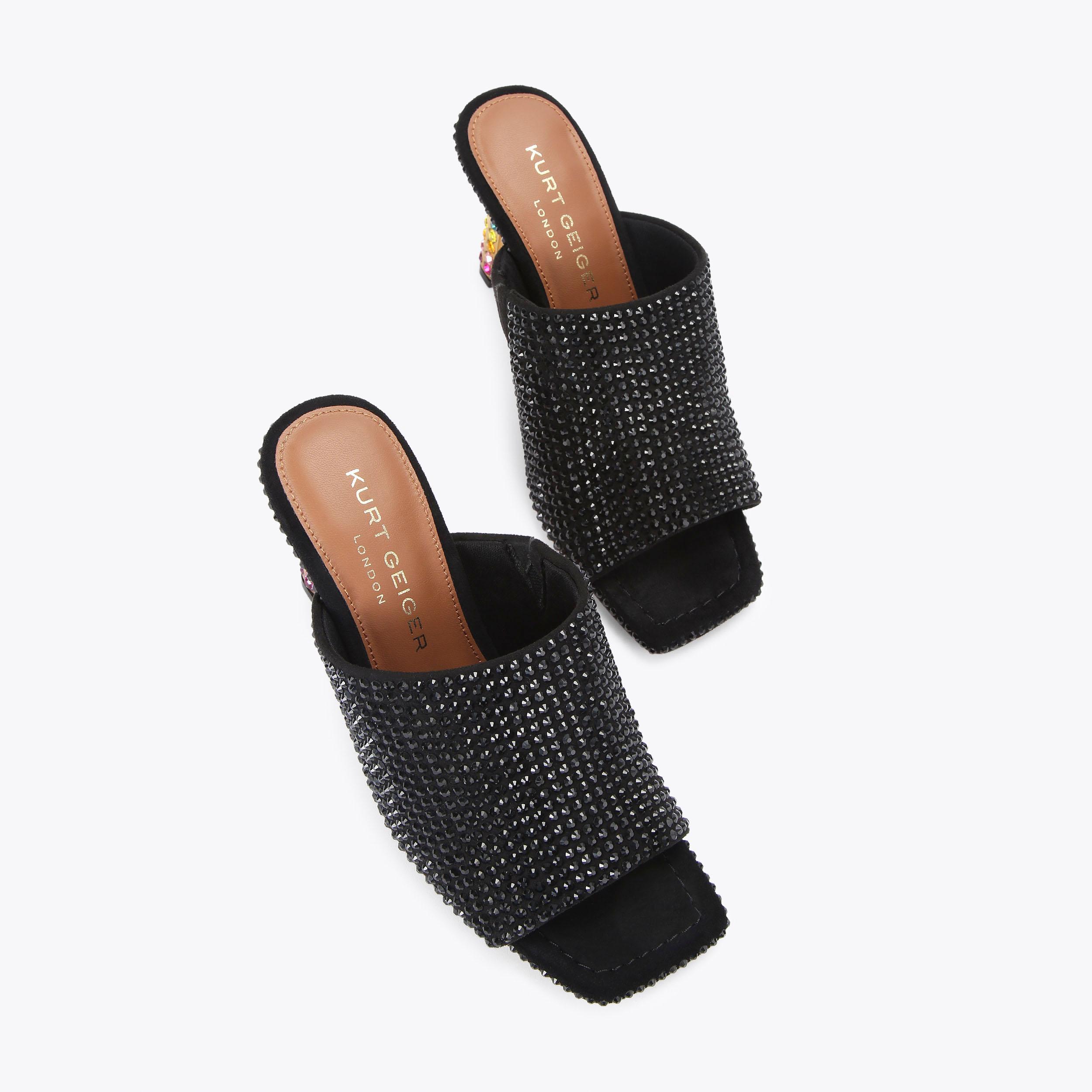 MAYFAIR HIGH MULE Black Crystal Mule Heel by KURT GEIGER LONDON