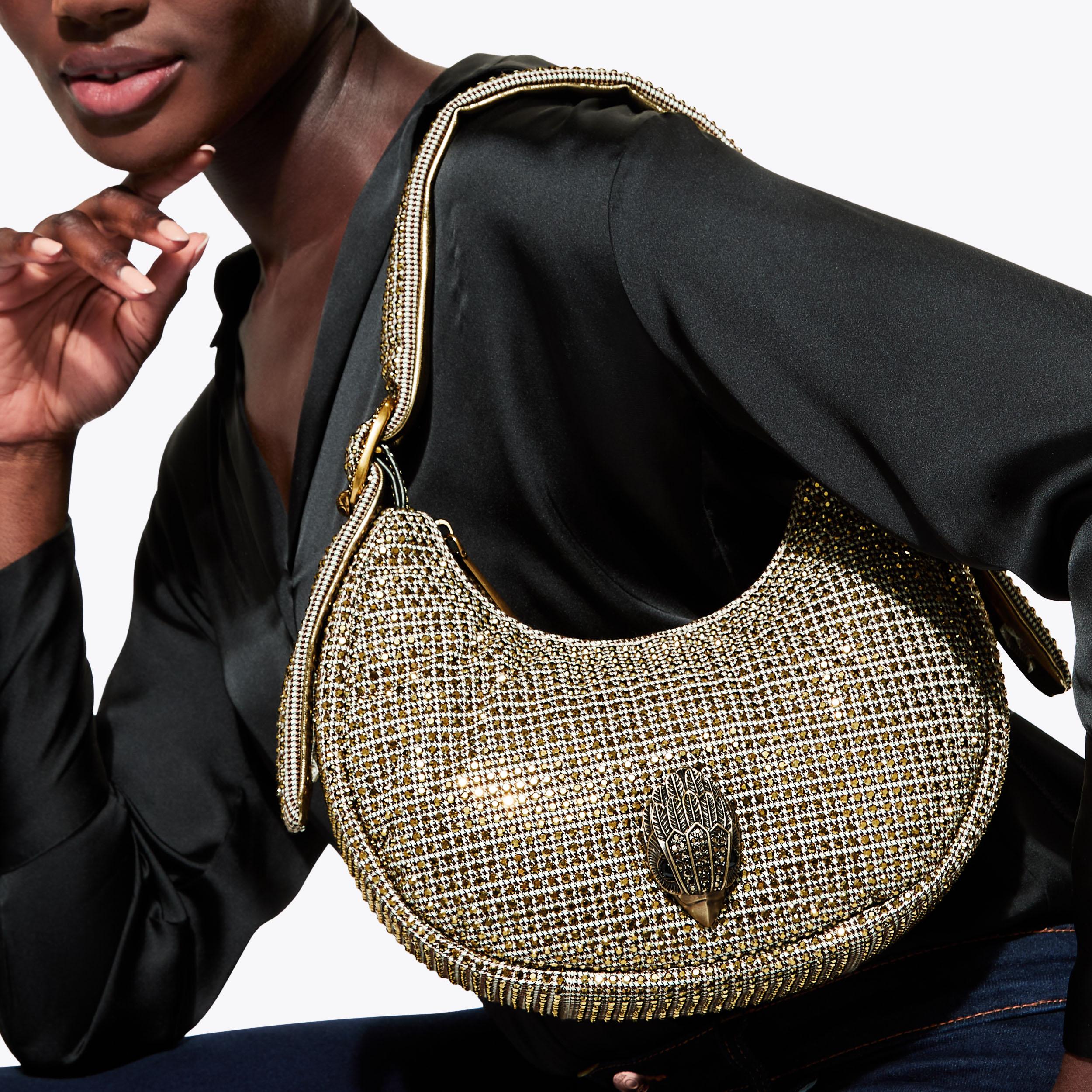 KENSINGTON PUFF SM HOBO Beige Houndstooth Purse by KURT GEIGER LONDON