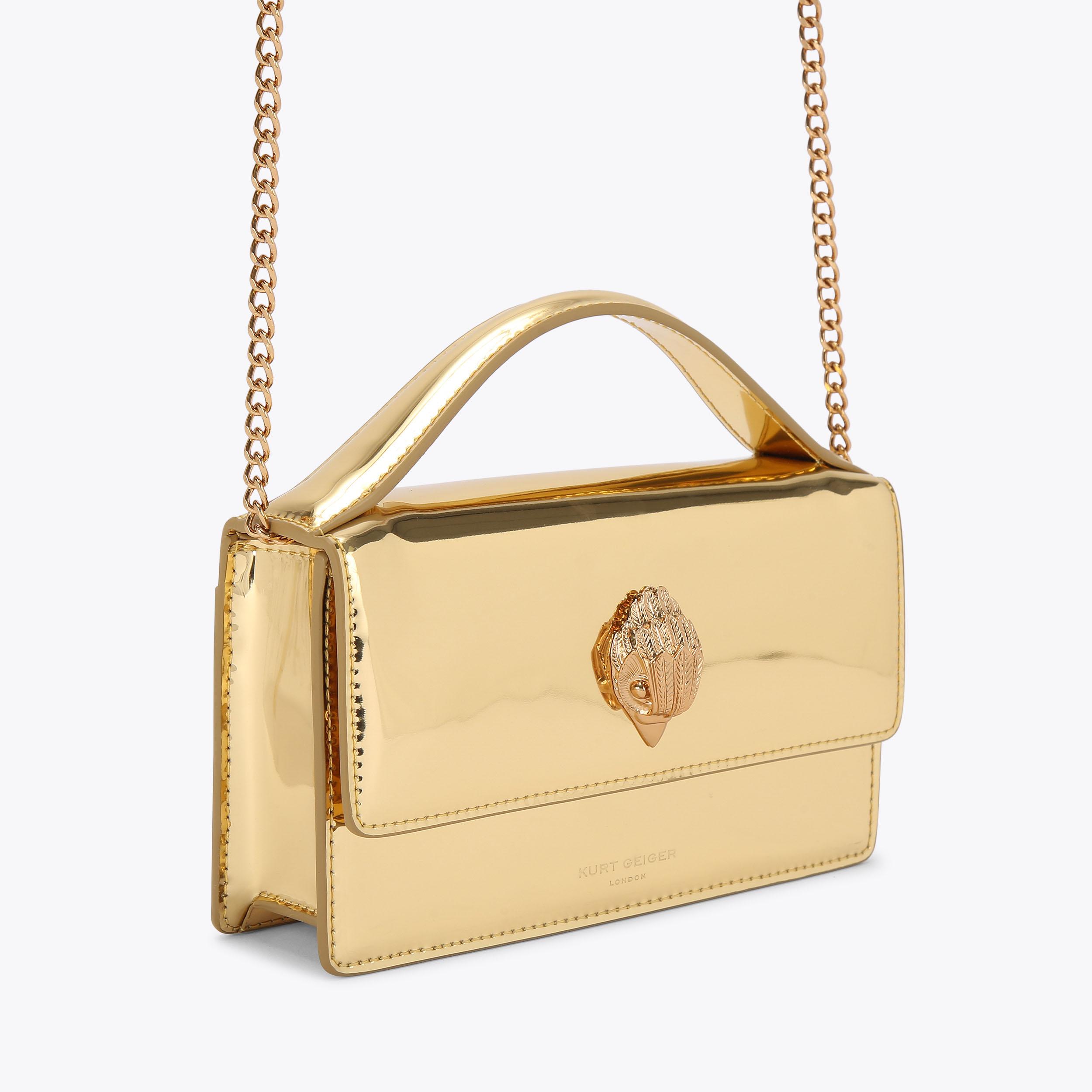 SM BOND TOP HANDLE BAG Metallic Gold Bond Handle by KURT GEIGER LONDON