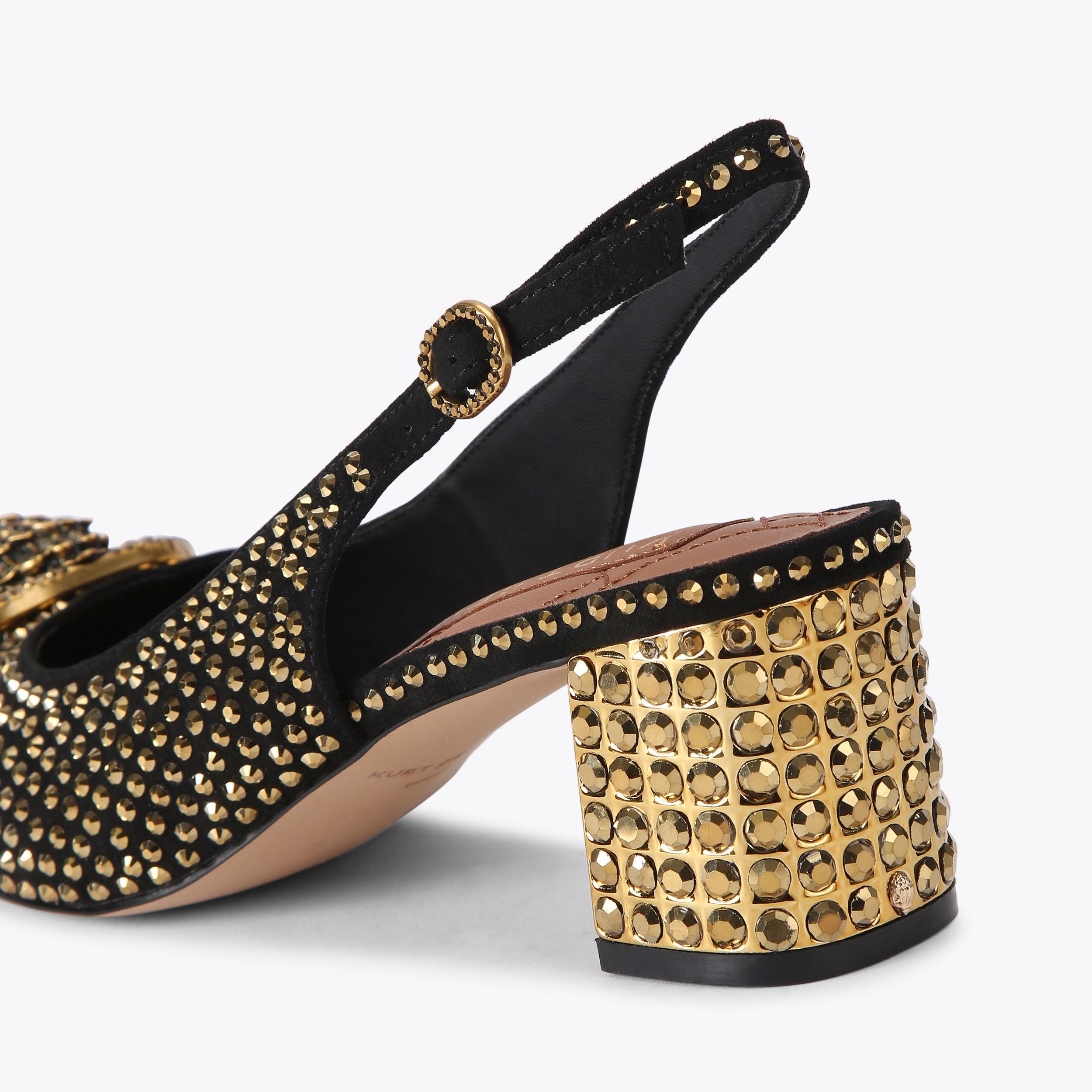 CHELSEA BLOCK SLINGBACK Black Studded Block Heel by KURT GEIGER LONDON