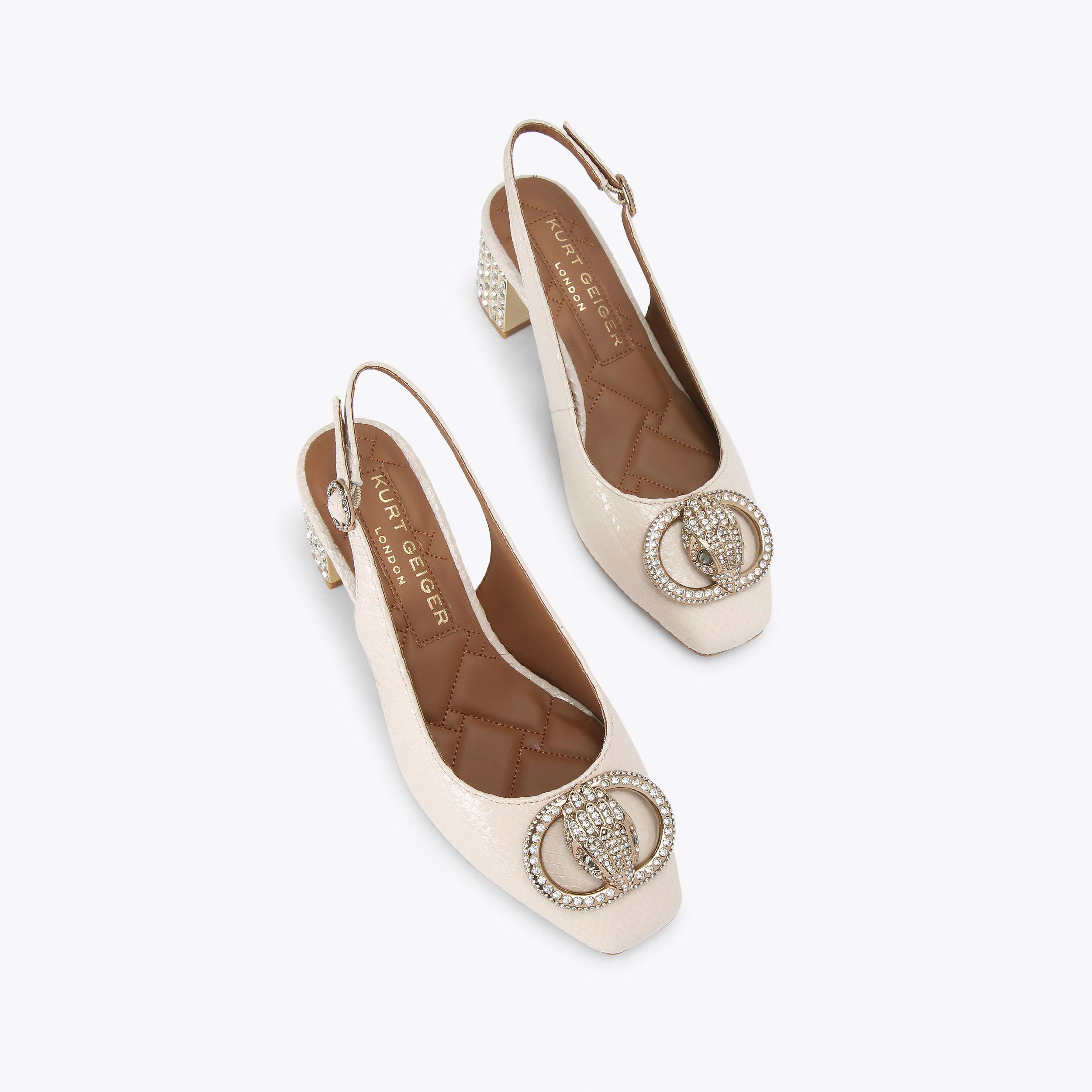 CHELSEA BLOCK SLINGBACK Blush Block Sling Back Heel by KURT GEIGER LONDON