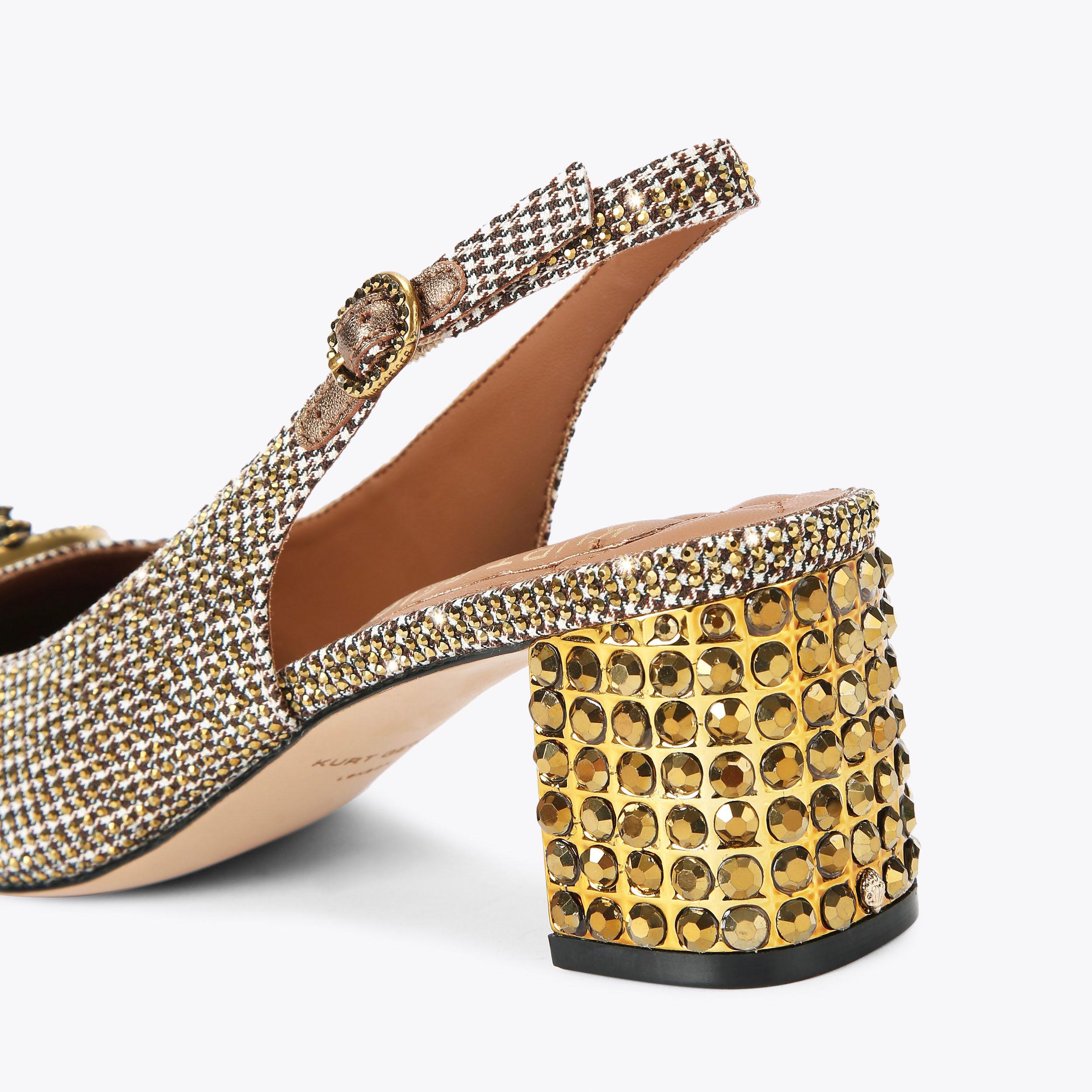 CHELSEA BLOCK SLINGBACK Beige Crystal Heel by KURT GEIGER LONDON