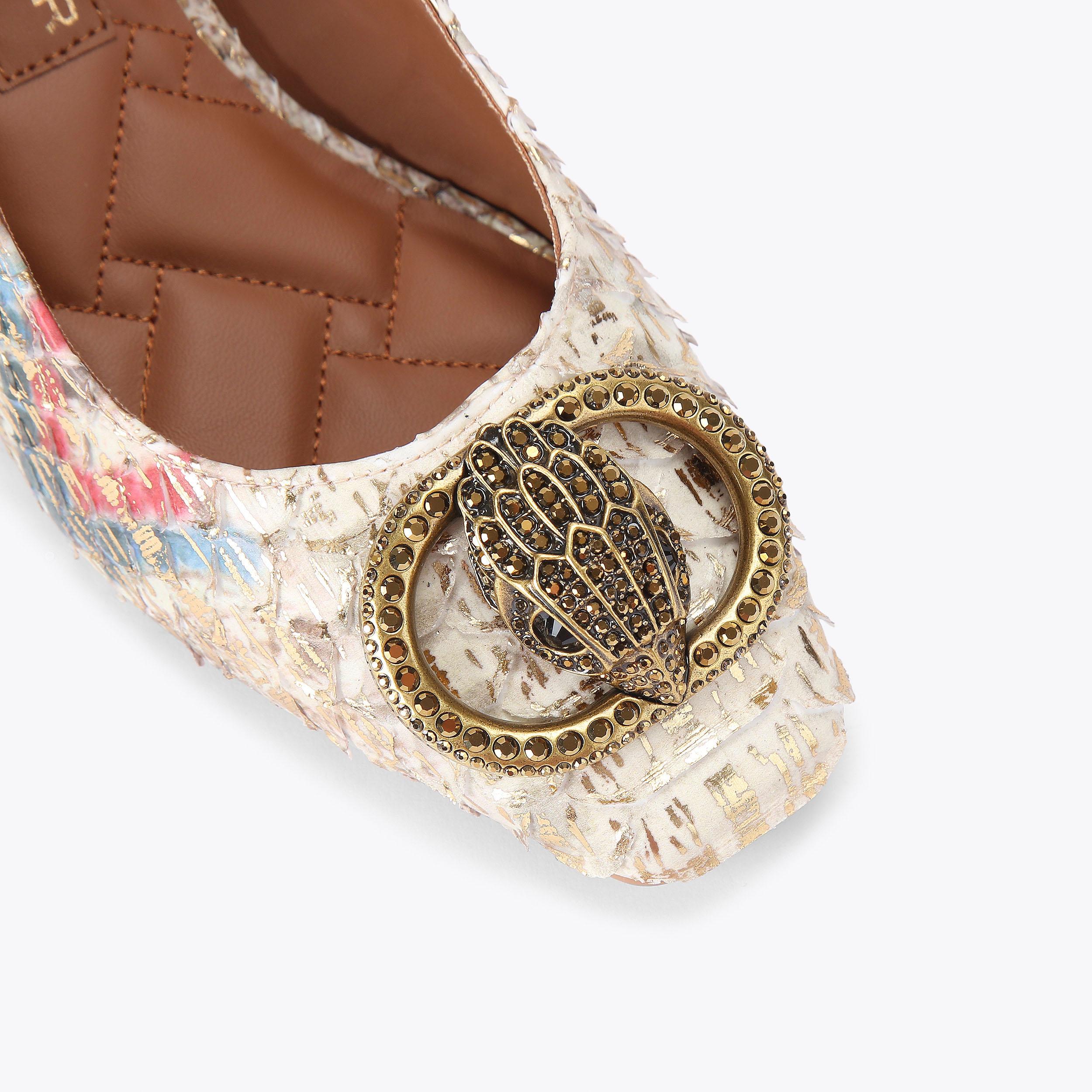 CHELSEA BLOCK SLINGBACK Snake Texture Block Heel by KURT GEIGER LONDON