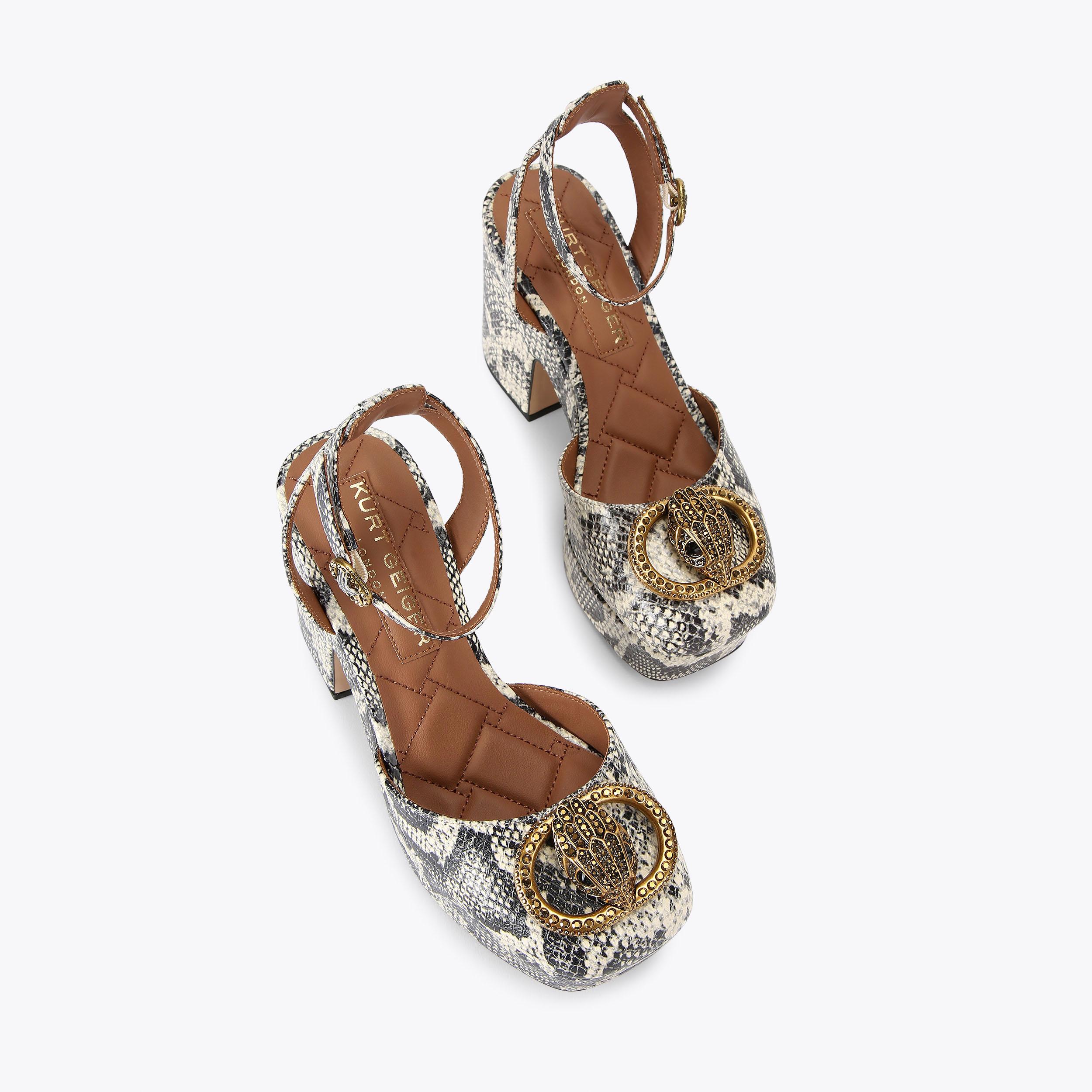 CHELSEA CLOSED PLATFORM Snake Print Heel by KURT GEIGER LONDON