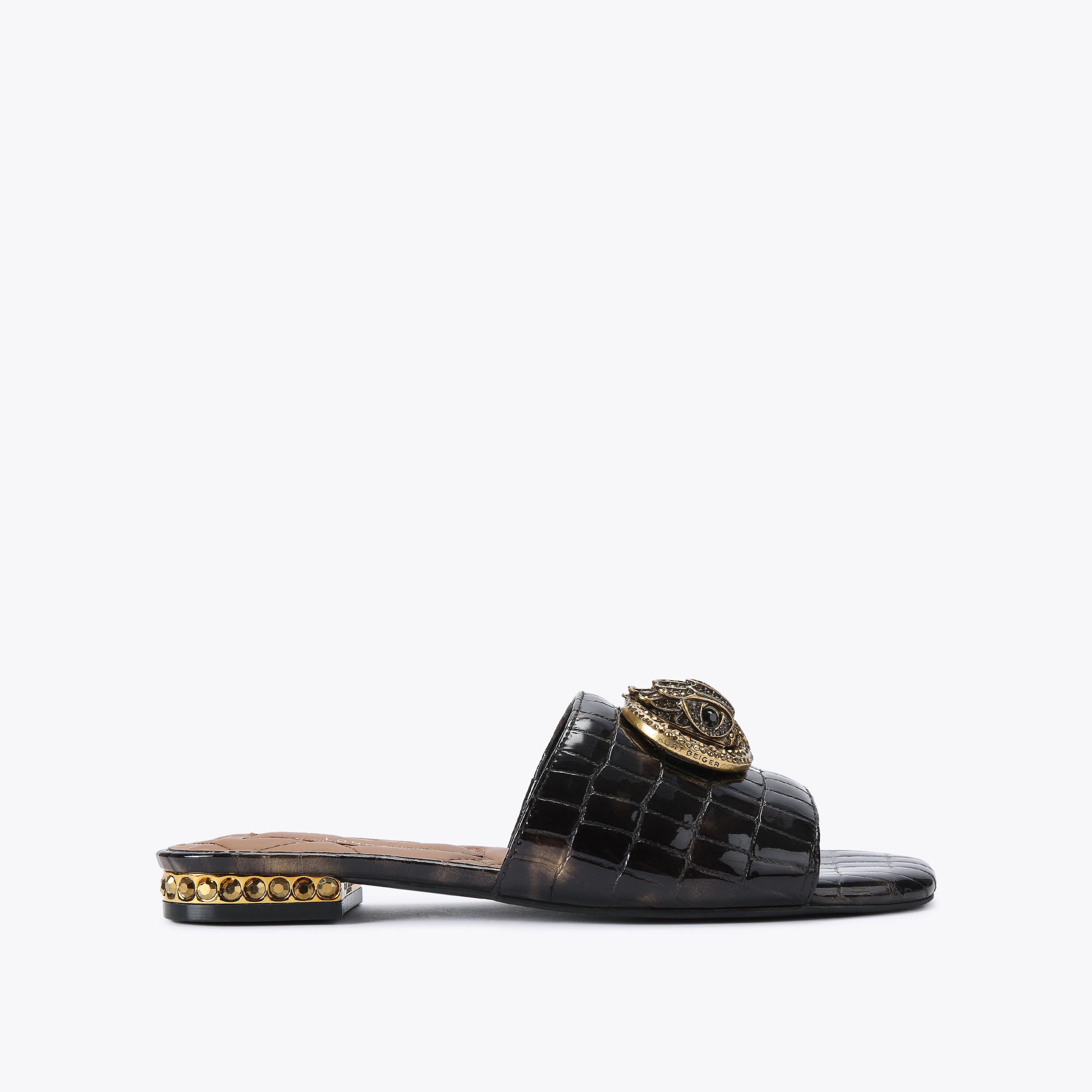 CHELSEA FLAT SANDAL Snake Print Slip On Sandal by KURT GEIGER LONDON