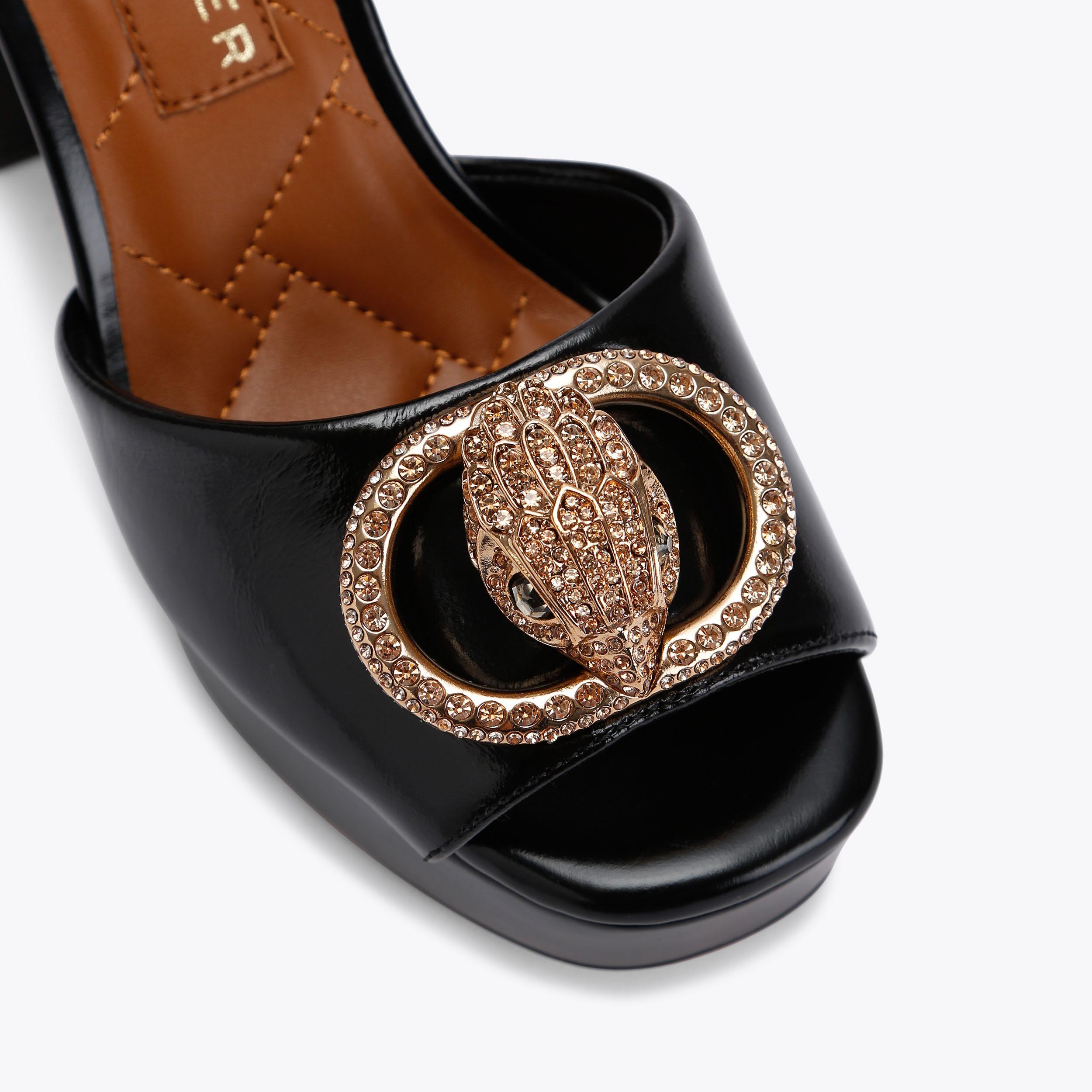 CHELSEA PLATFORM SANDAL Black Leather Platform Heels by KURT GEIGER LONDON