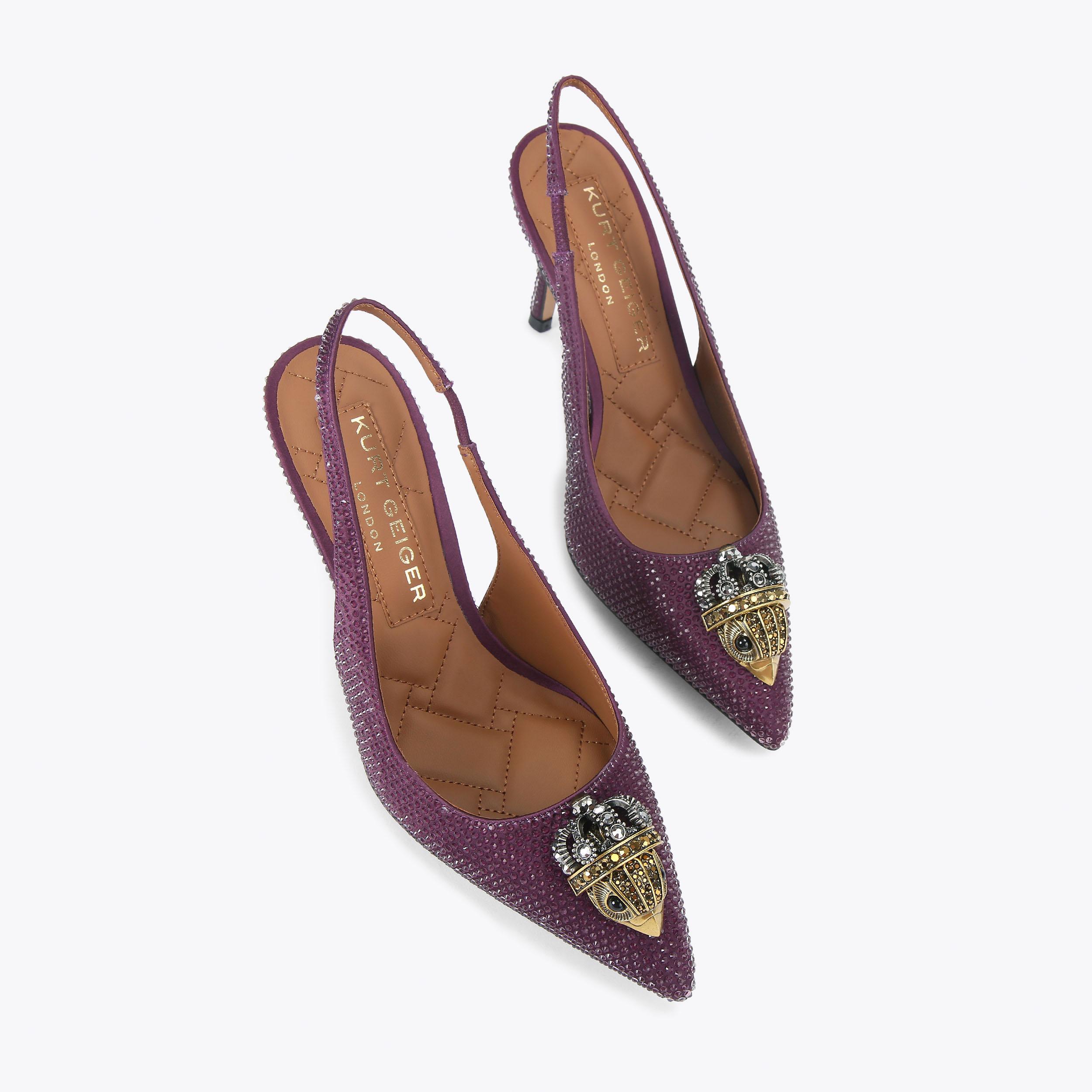 BELGRAVIA HIGH SLING Purple Crystal Slingback Heel by KURT GEIGER LONDON