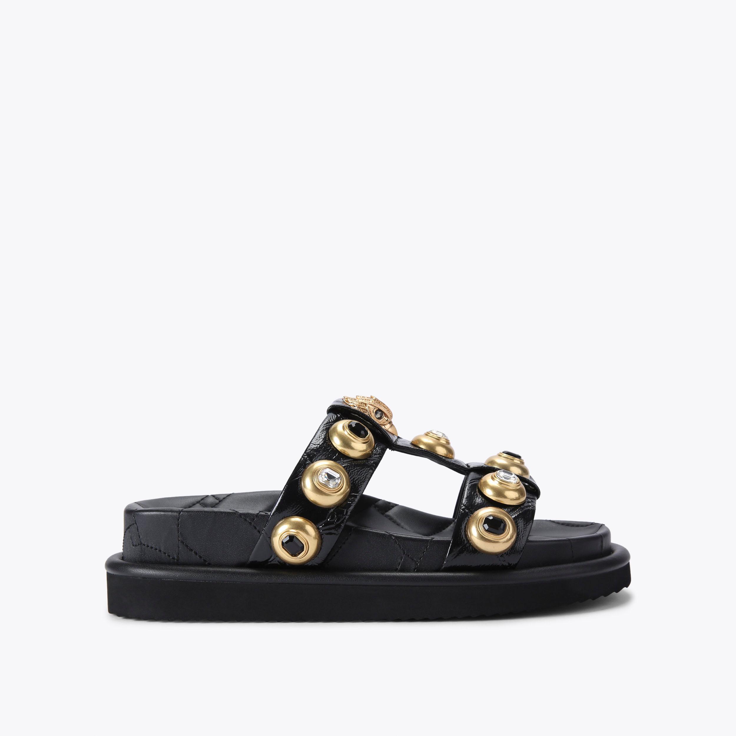 ORSON MULTI STUD Black Leather Sandals by KURT GEIGER LONDON