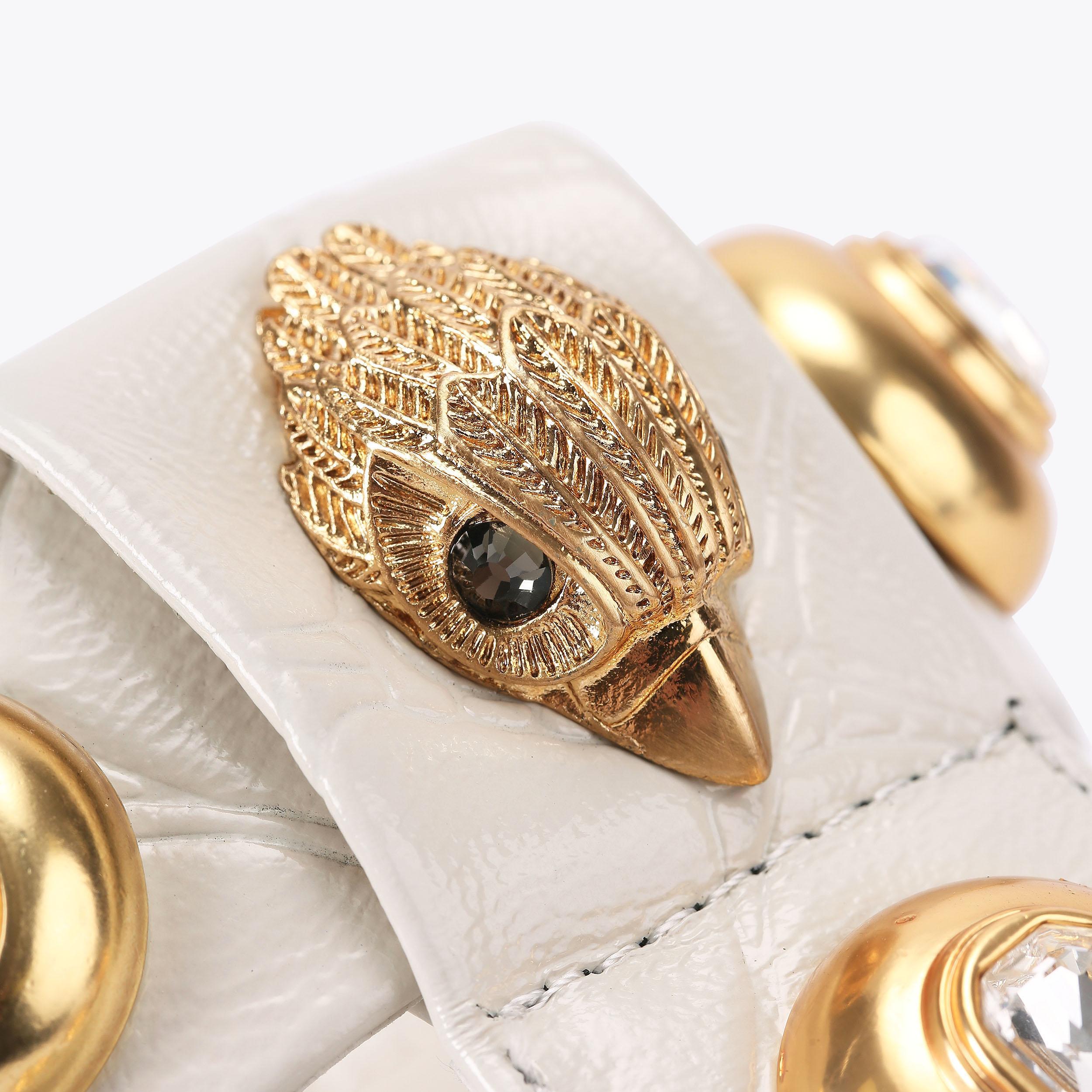 ORSON MULTI STUD Bone Crinkled Leather Strap Sandal by KURT GEIGER LONDON