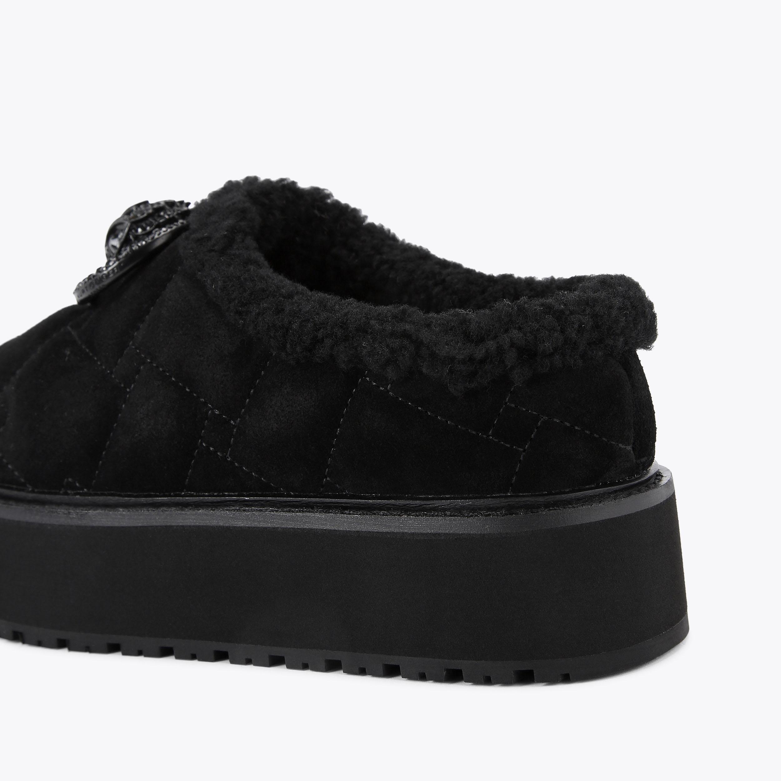 CHELSEA FLATFORM SLIP ON Black Suede Slip On Shoe by KURT GEIGER LONDON