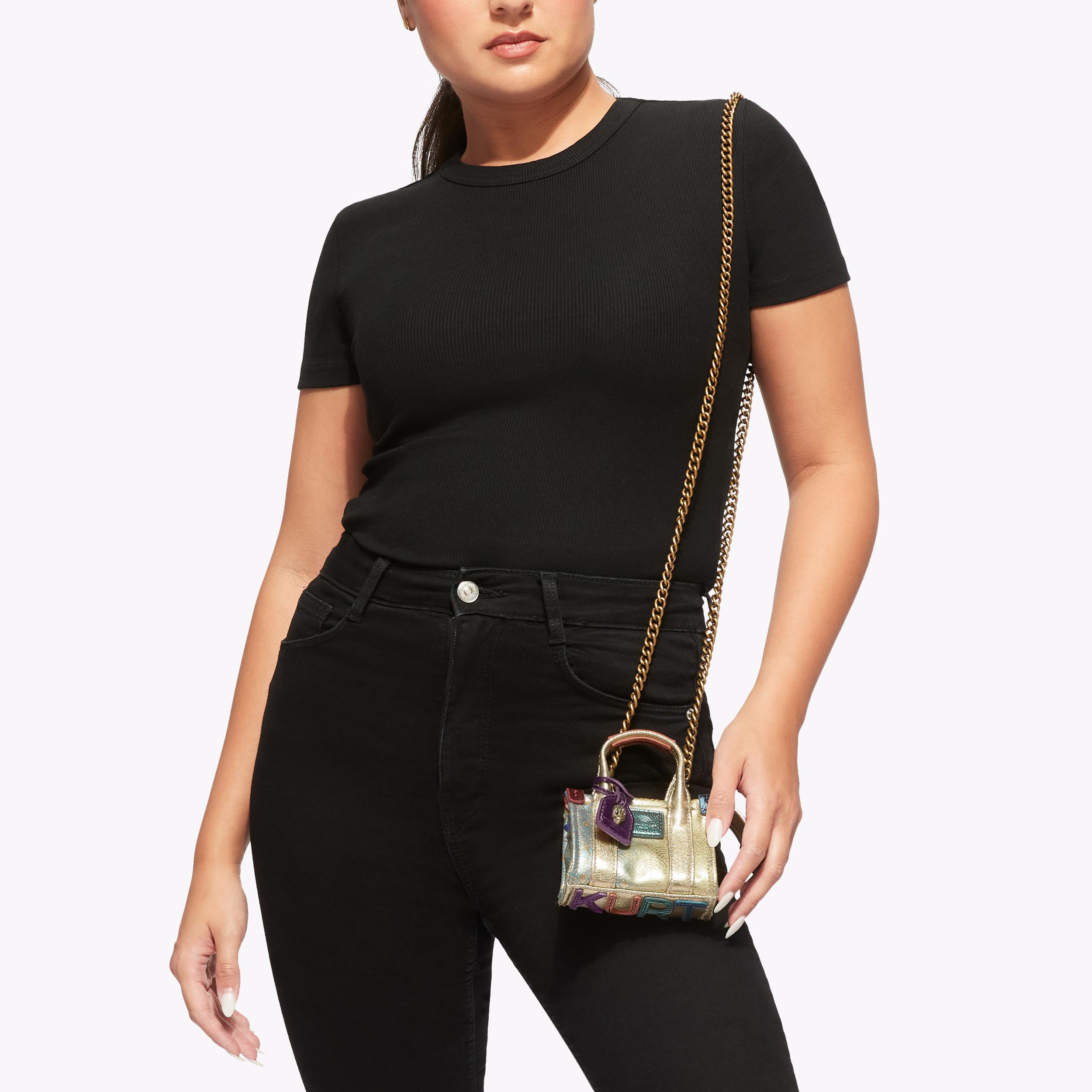 MICRO SOUTHBANK TOTE Gold Micro Tote by KURT GEIGER LONDON