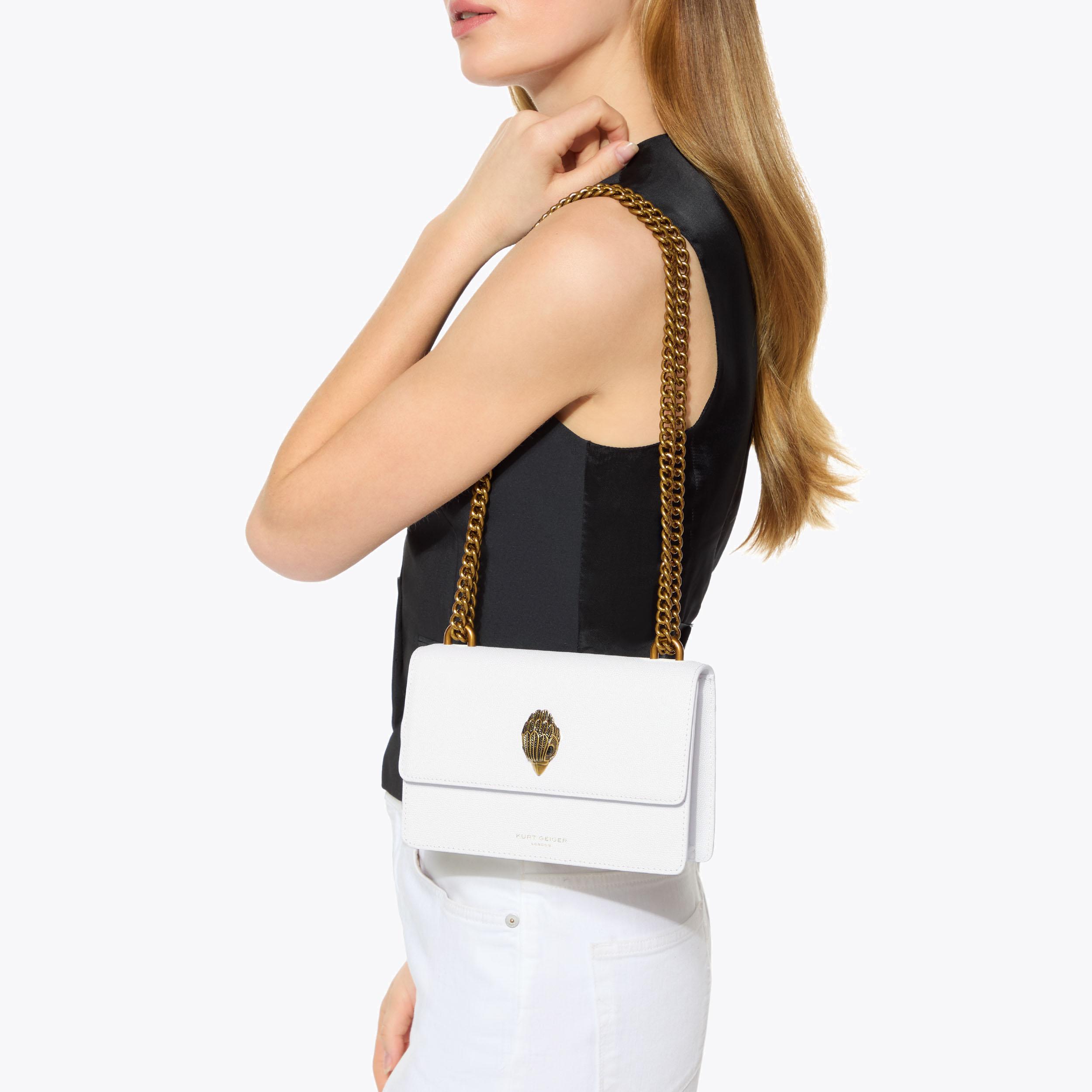 SHOREDITCH SM CROSS BODY White Leather Cross Body Bag by KURT GEIGER LONDON