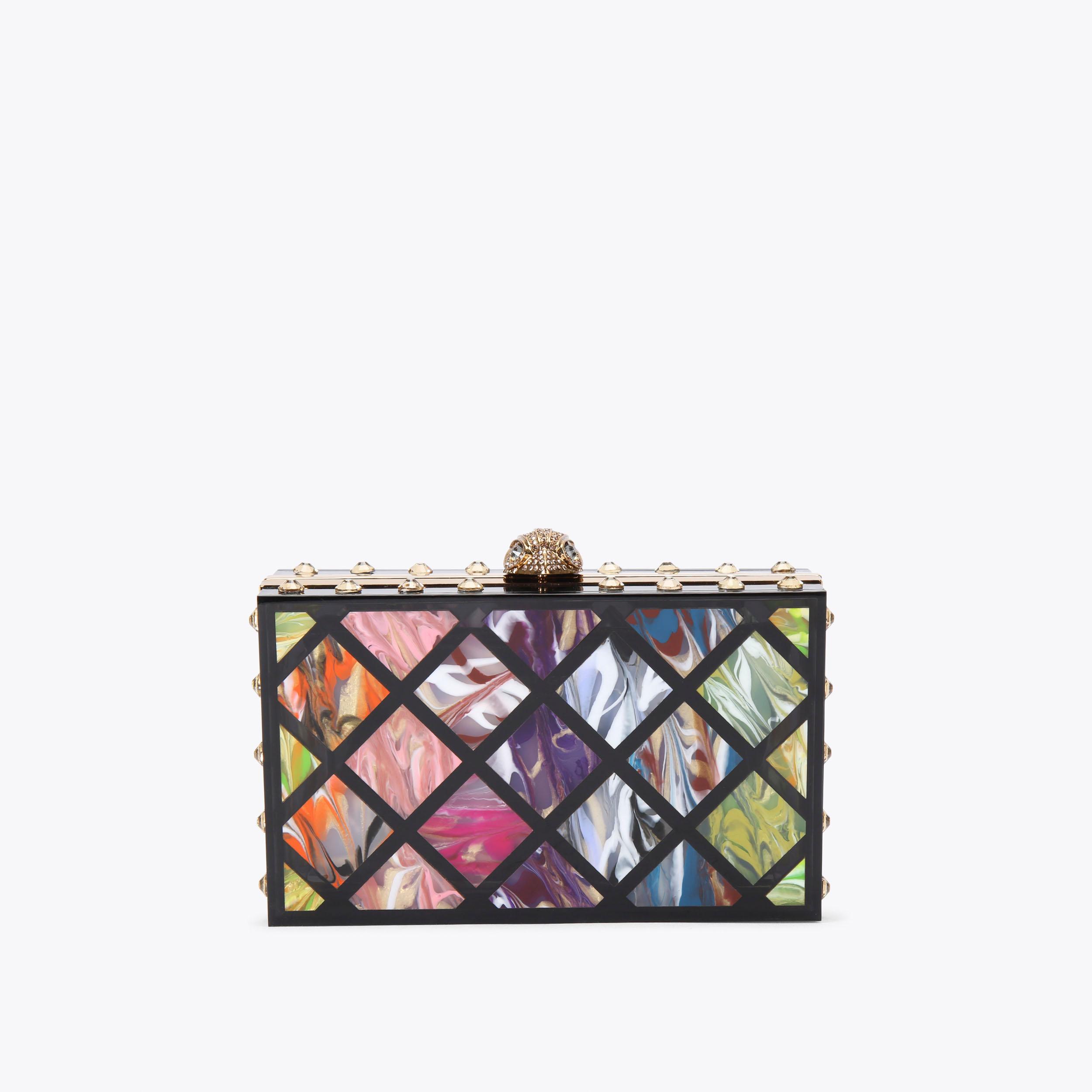 CRYSTAL QUILT BOX CLUTCH Marbled Acrylic Clutch Purse by KURT GEIGER LONDON