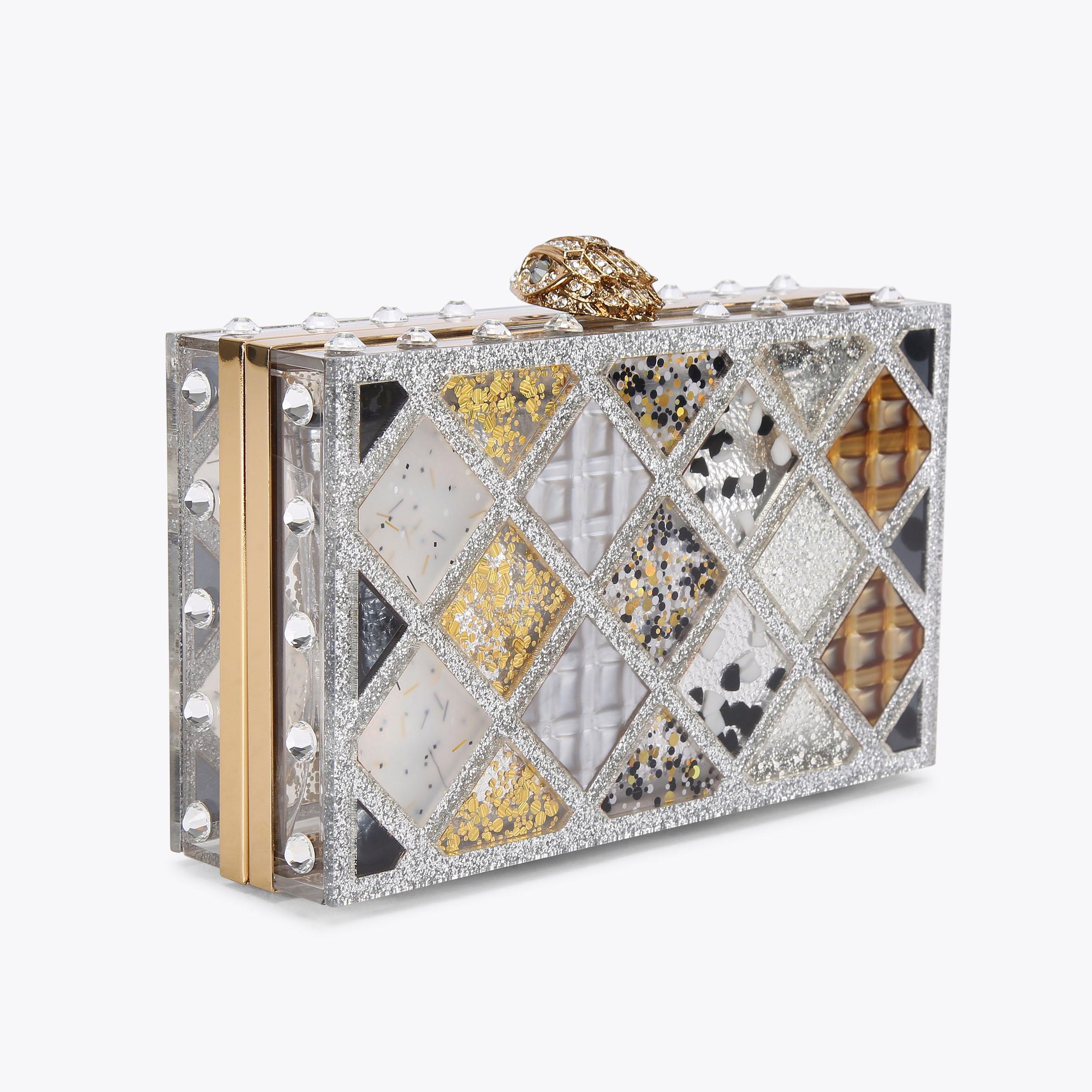 CRYSTAL QUILT BOX CLUTCH Acrylic Clutch Purse by KURT GEIGER LONDON