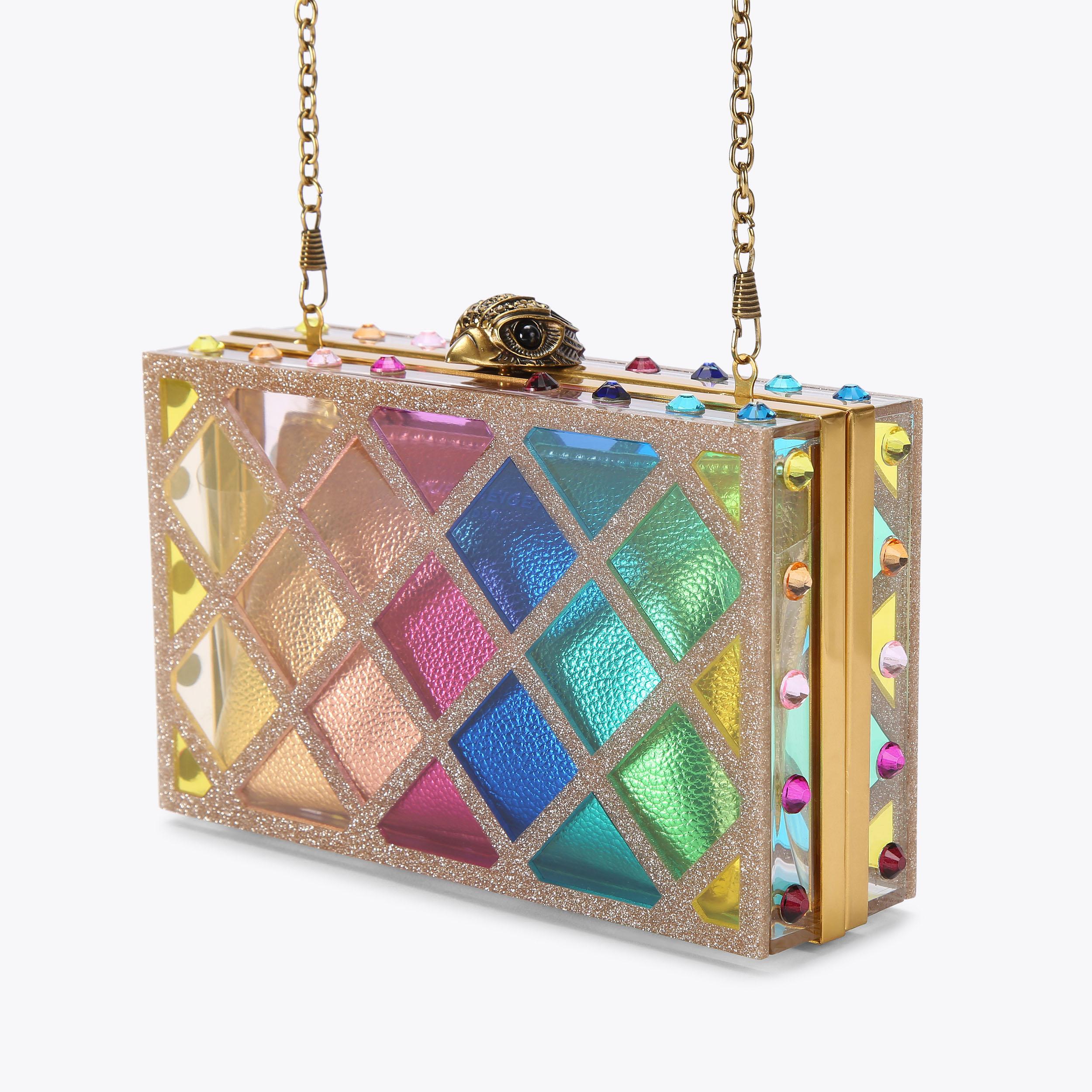 CRYSTAL QUILT BOX CLUTCH Ombre Rainbow Clutch Bag by KURT GEIGER LONDON