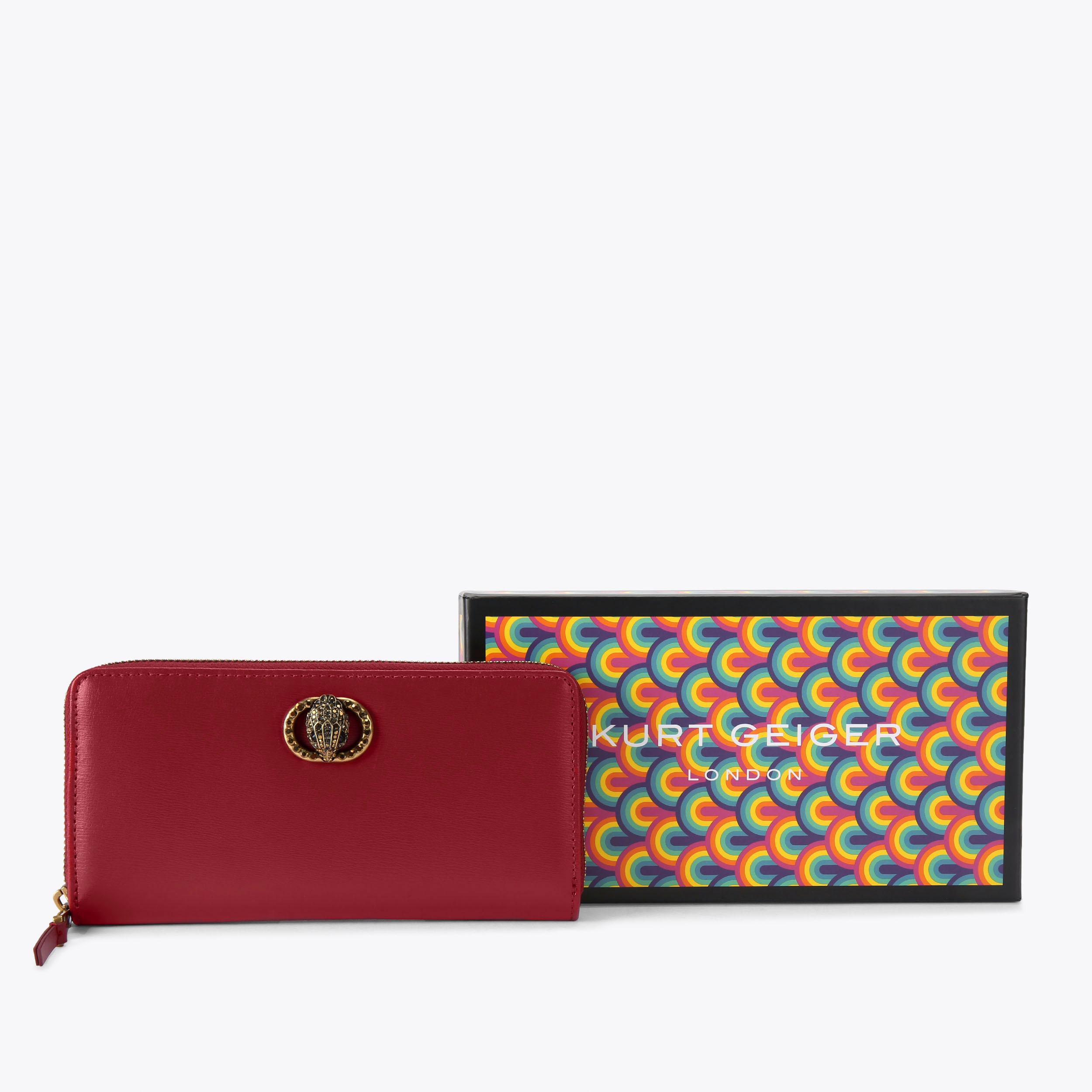 CHELSEA ZIP AROUND W Red Leather Zip Around Wallet by KURT GEIGER LONDON