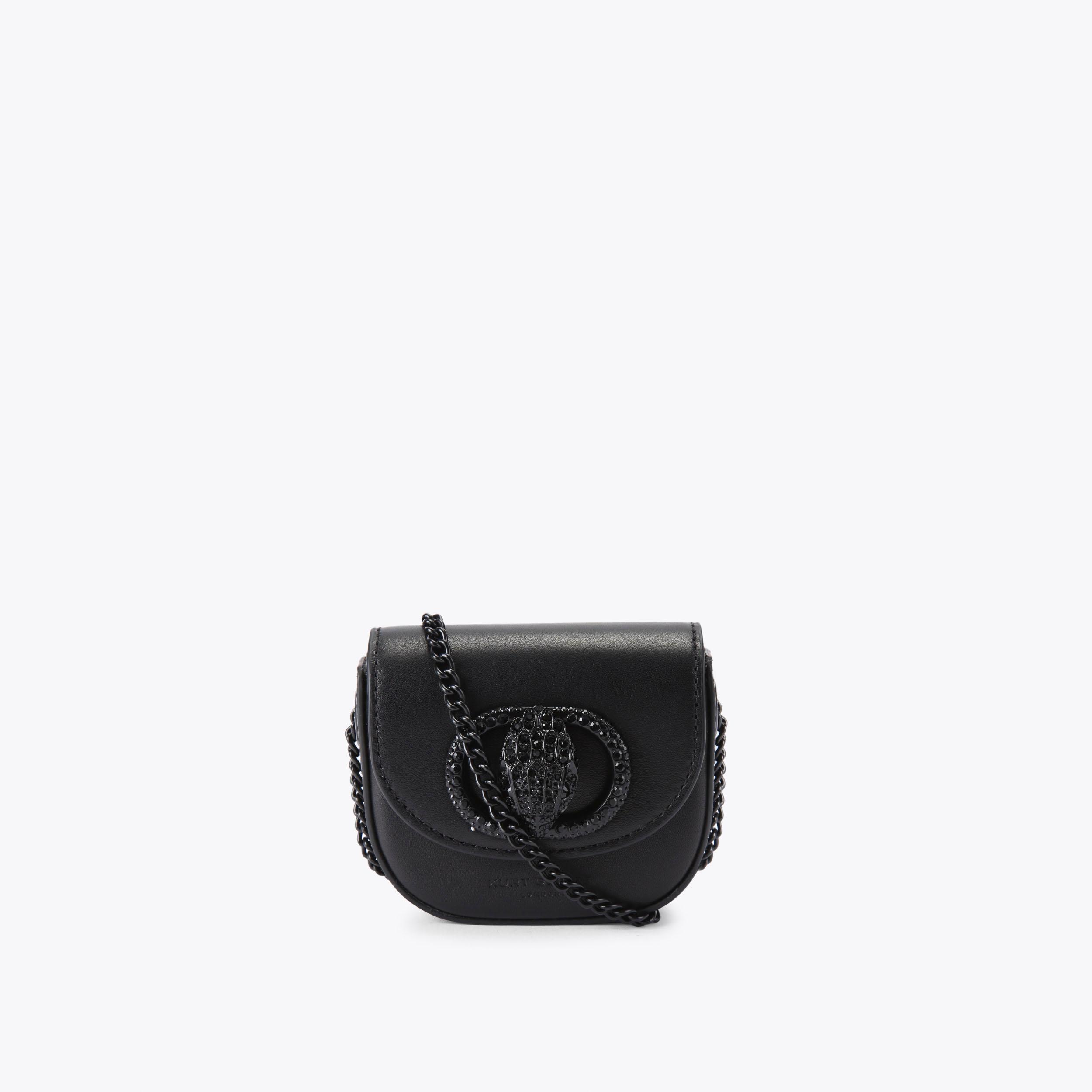MICRO CHELSEA SADDLE DR Black Leather Micro Purse by KURT GEIGER LONDON