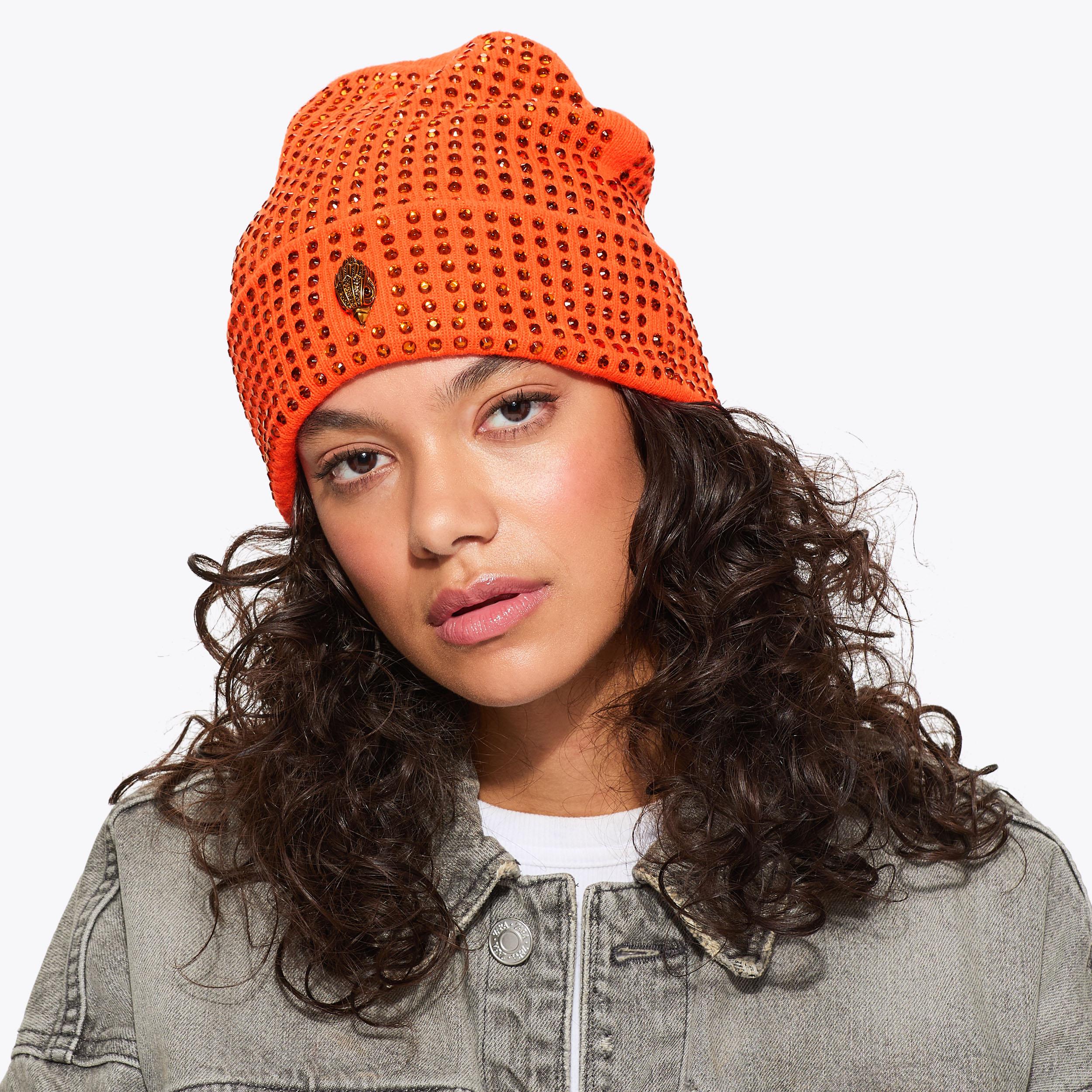 CRYSTAL EAGLE BEANIE Orange Crystal Beanie Hat by KURT GEIGER LONDON